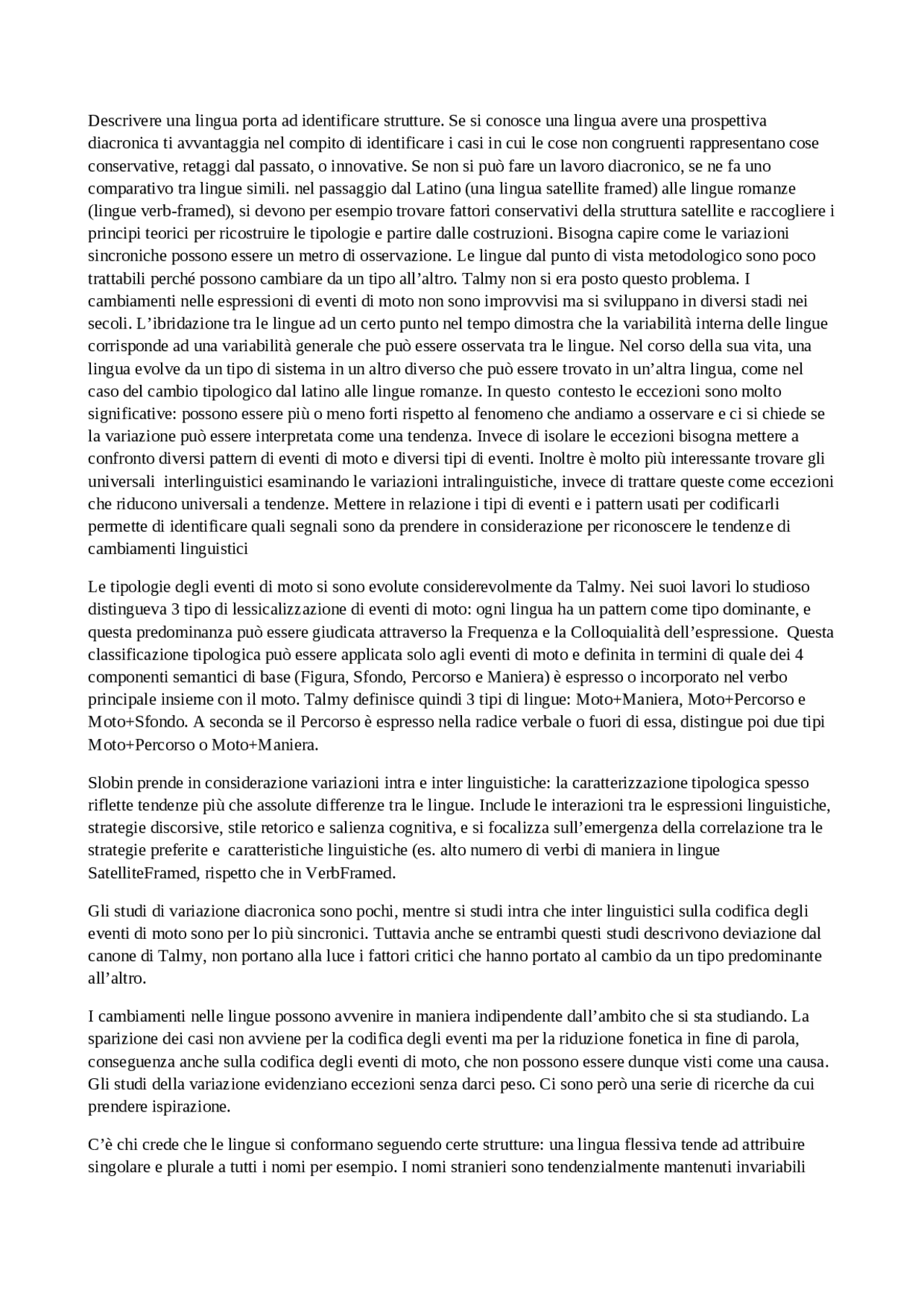 Saggi Riassunto Linguistica Comparata Docsity
