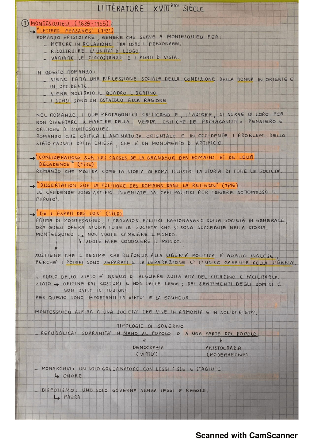 Montesquieu Letteratura Xviii Docsity