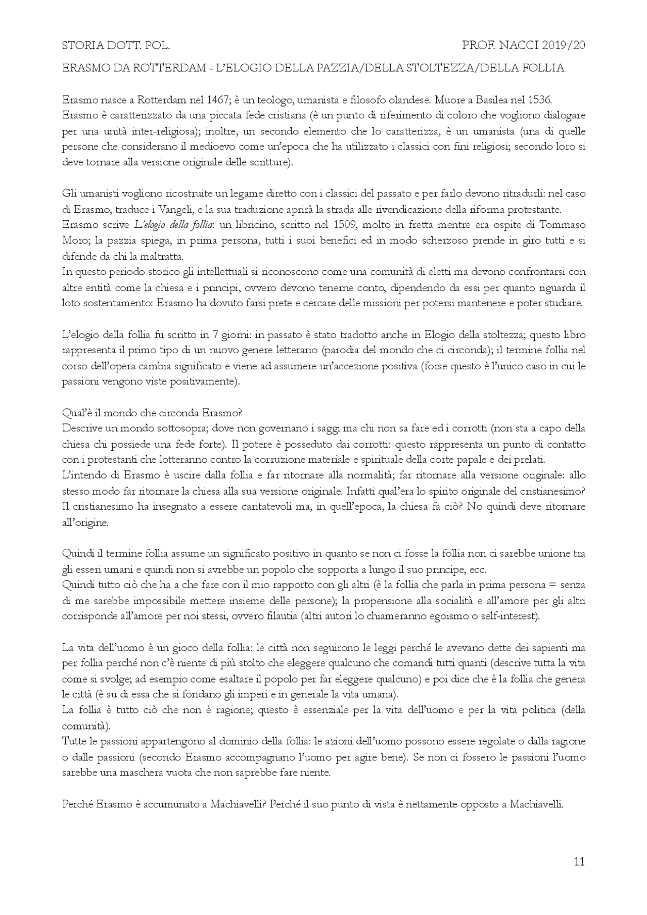 Riassunto Lezione Erasmo Moro Campanella Bacone Prof Nacci Docsity