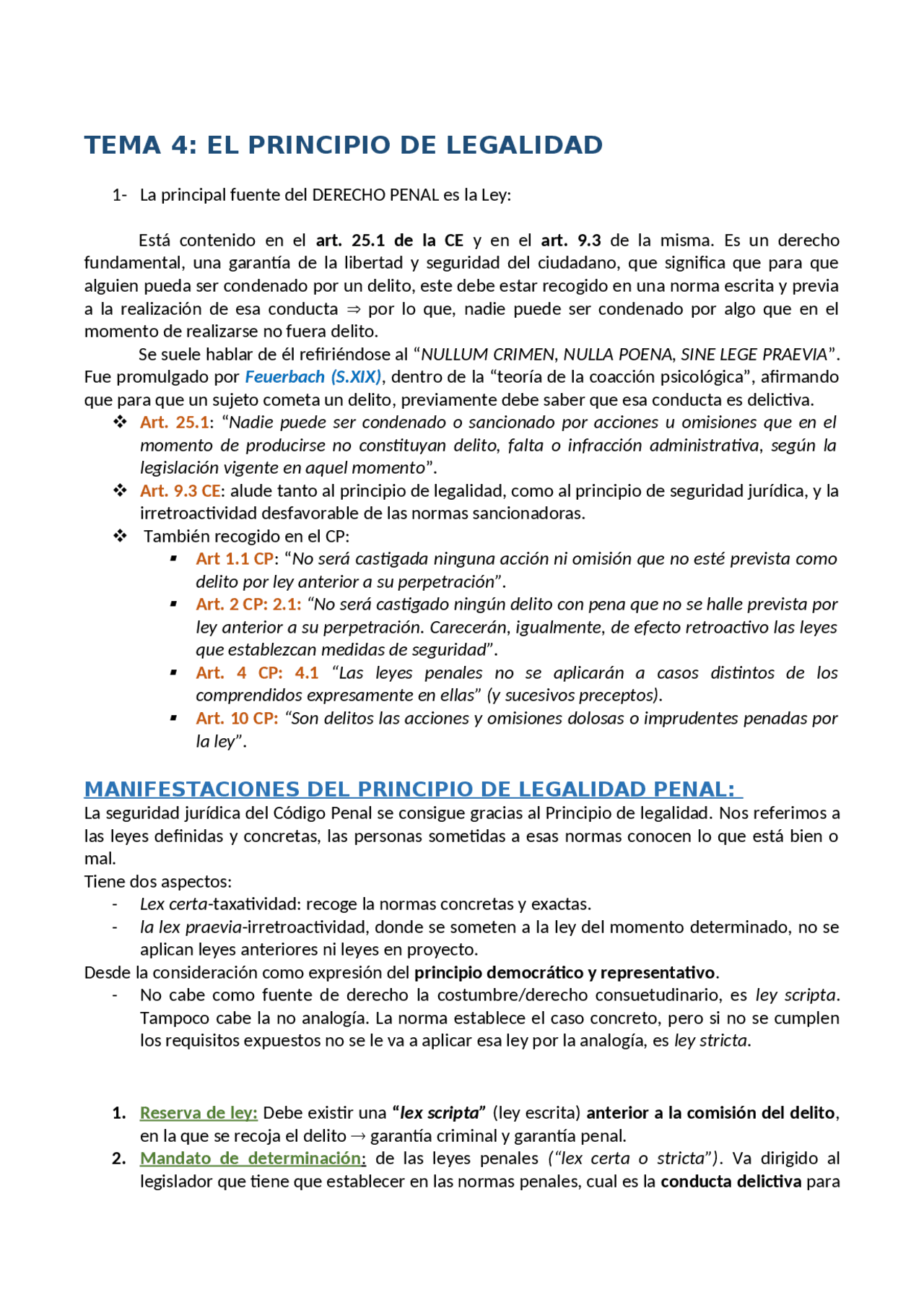 TEMA 4 PRINCIPIO DE LEGALIDAD - Docsity