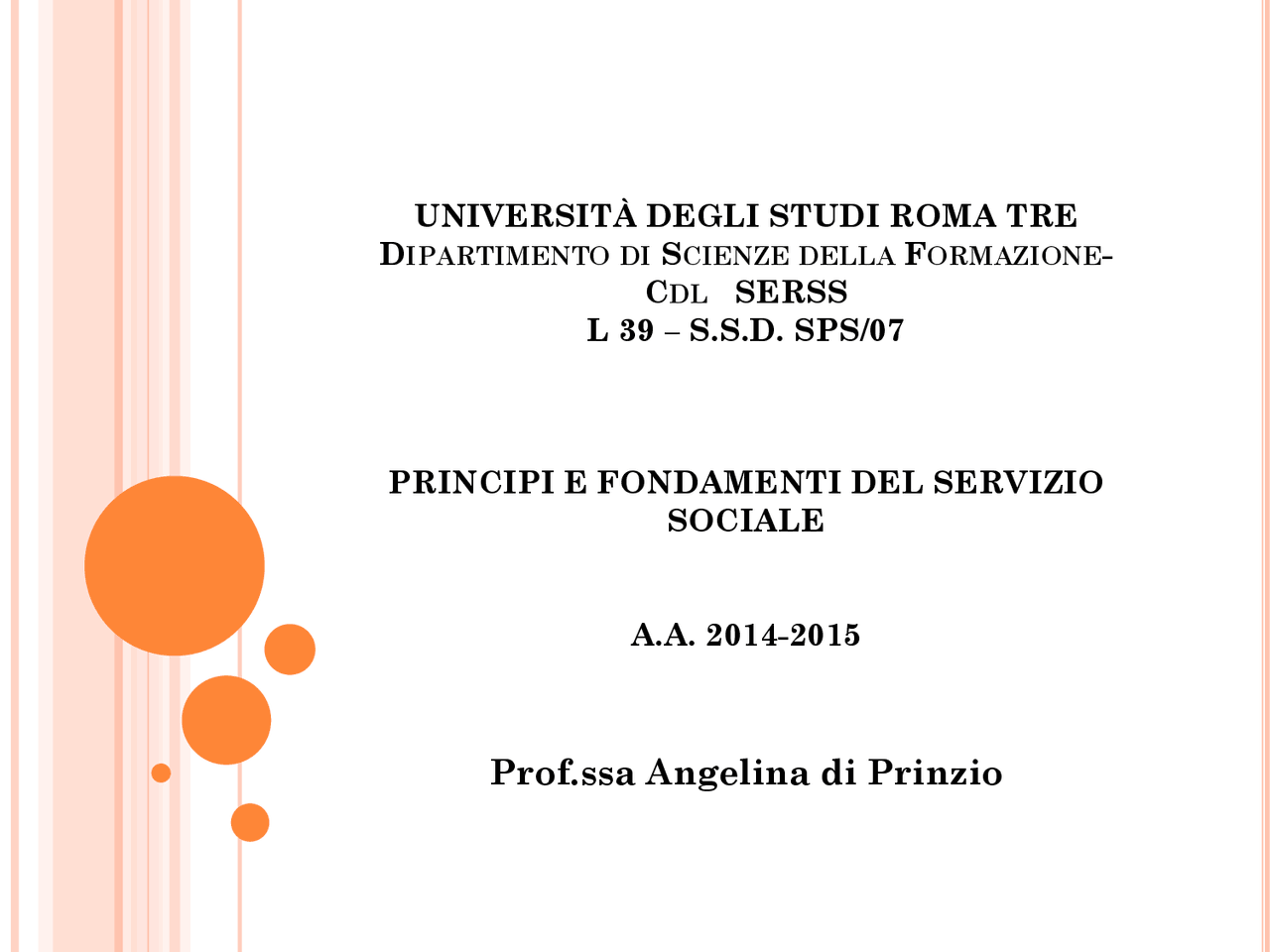 Principi Fondamentali Servizio Sociale Docsity