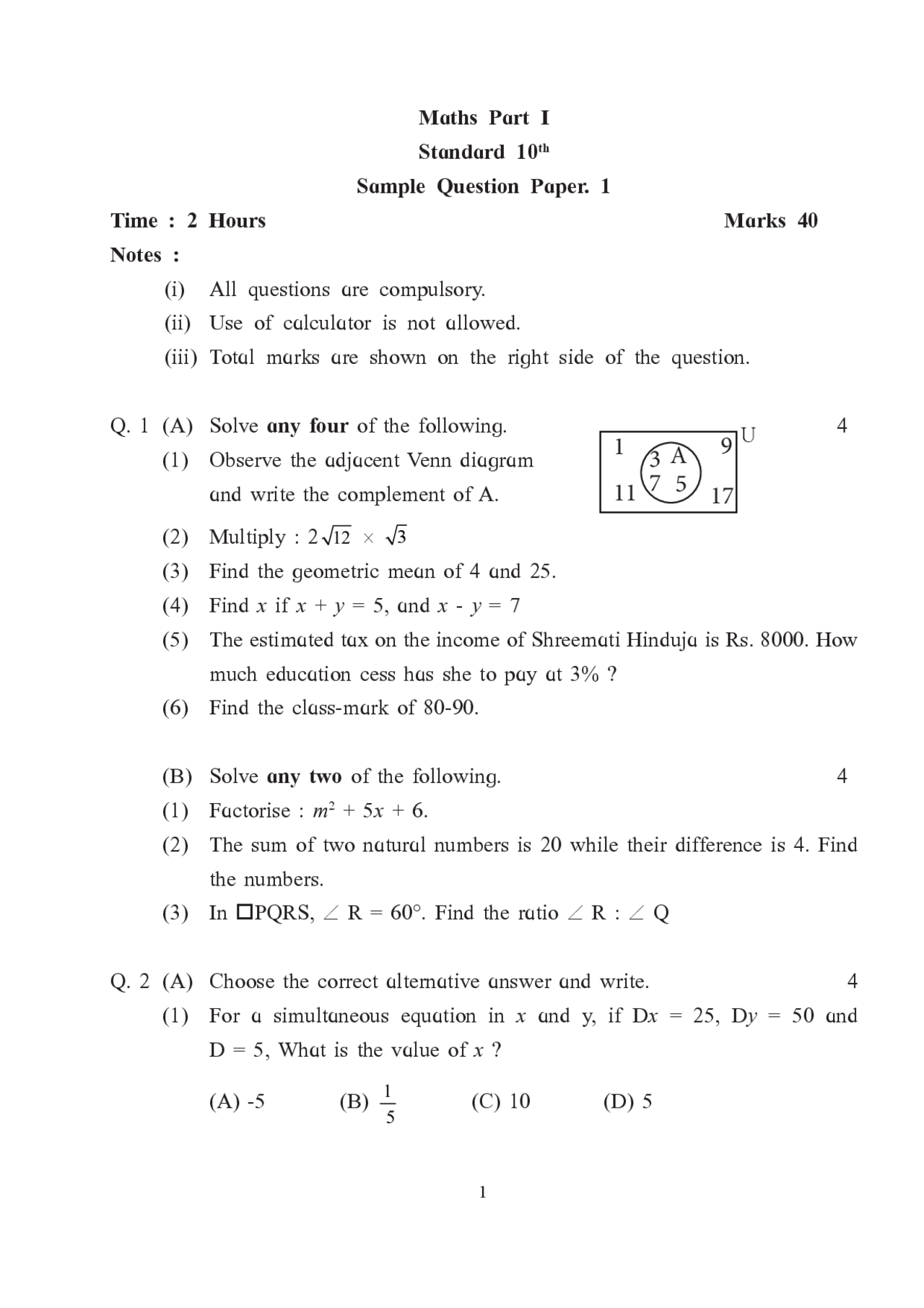 Englishmathematics for class 10th - Docsity