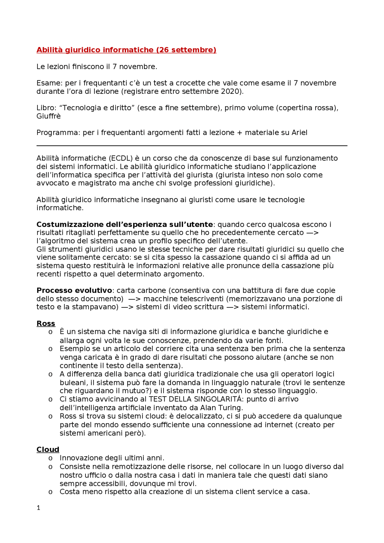 Abilità Giuridico Informatiche Appunti Di Informatica Giuridica Docsity