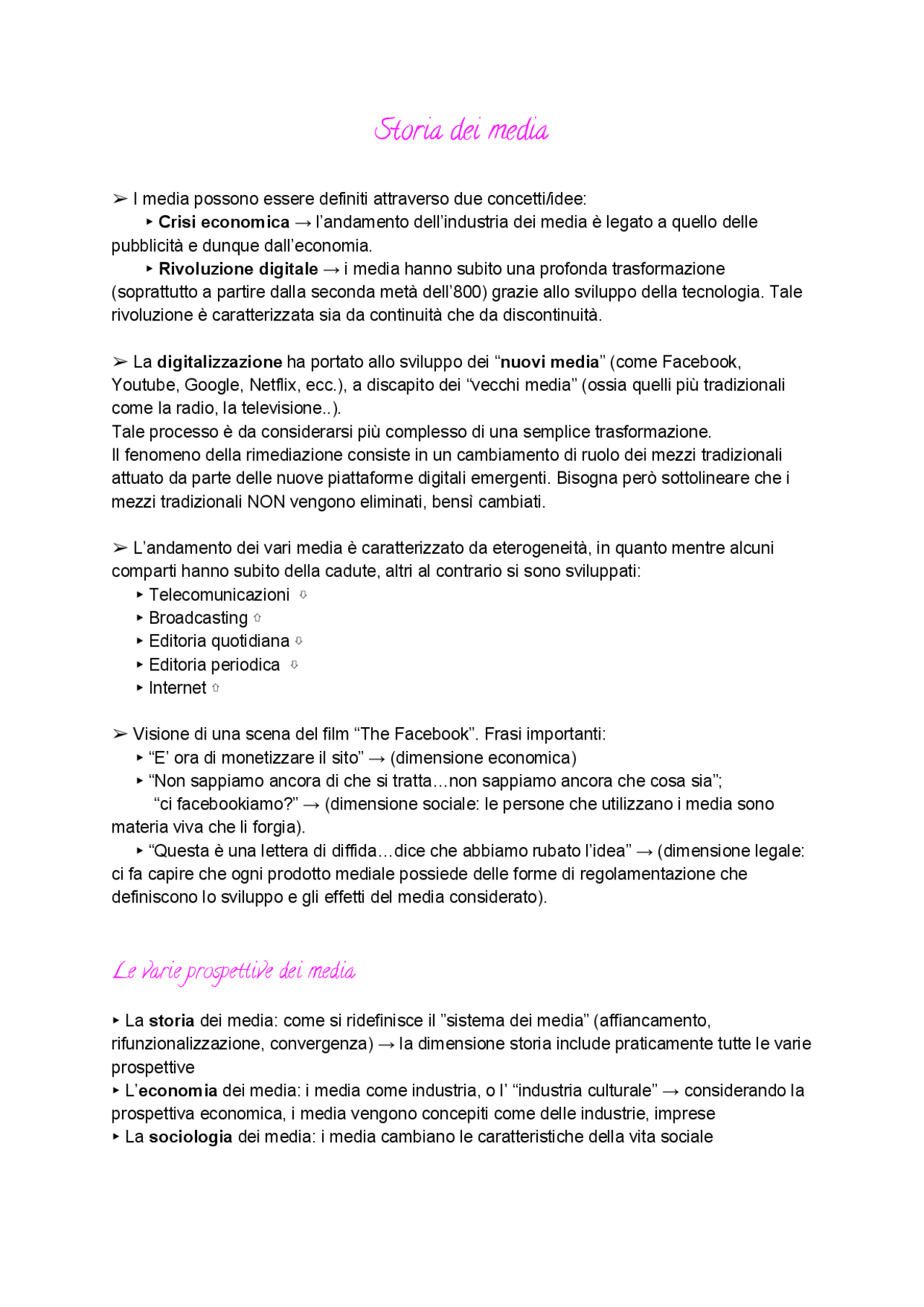 Appunti Storia Dei Media Docsity