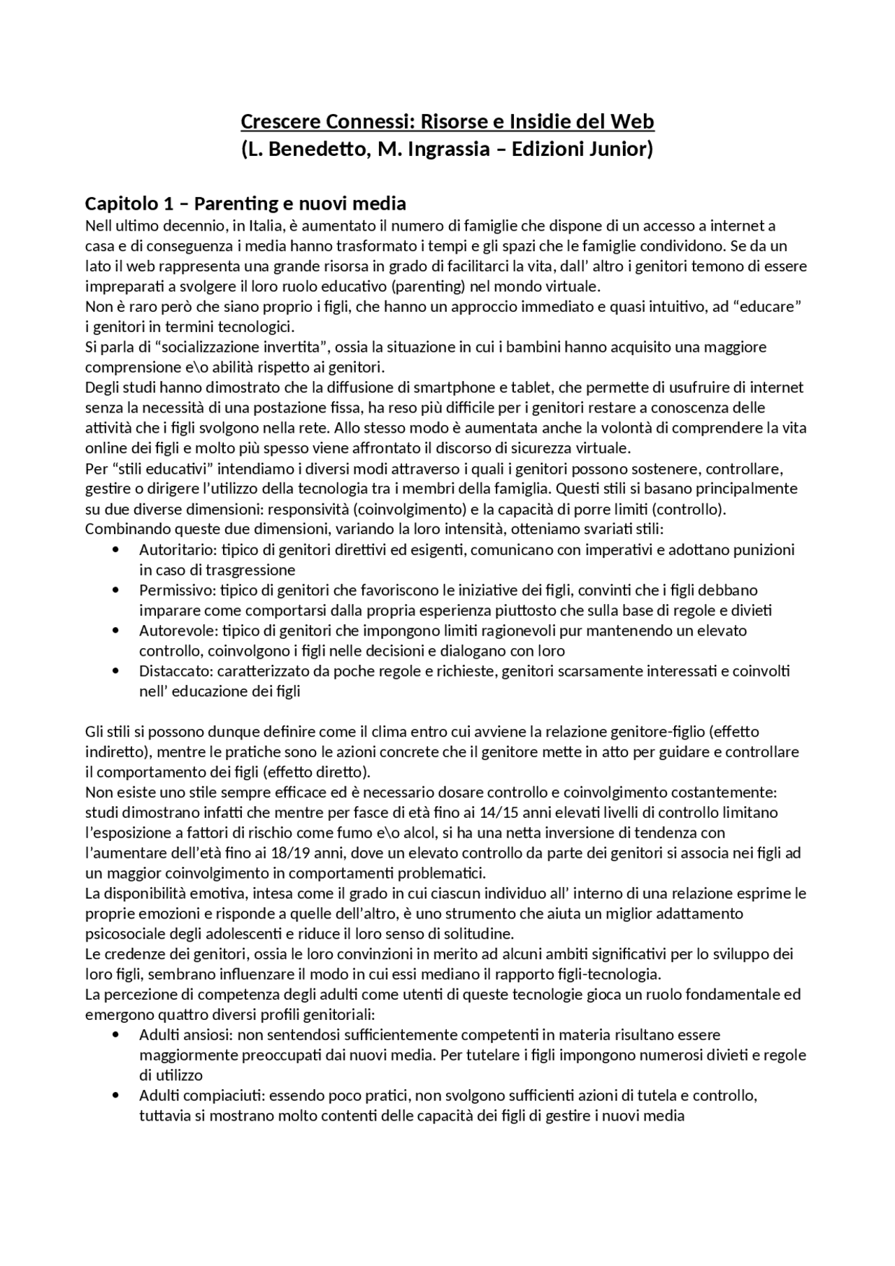 Crescere Connessi Risorse e Insidie del Web (E. Junior) - Docsity
