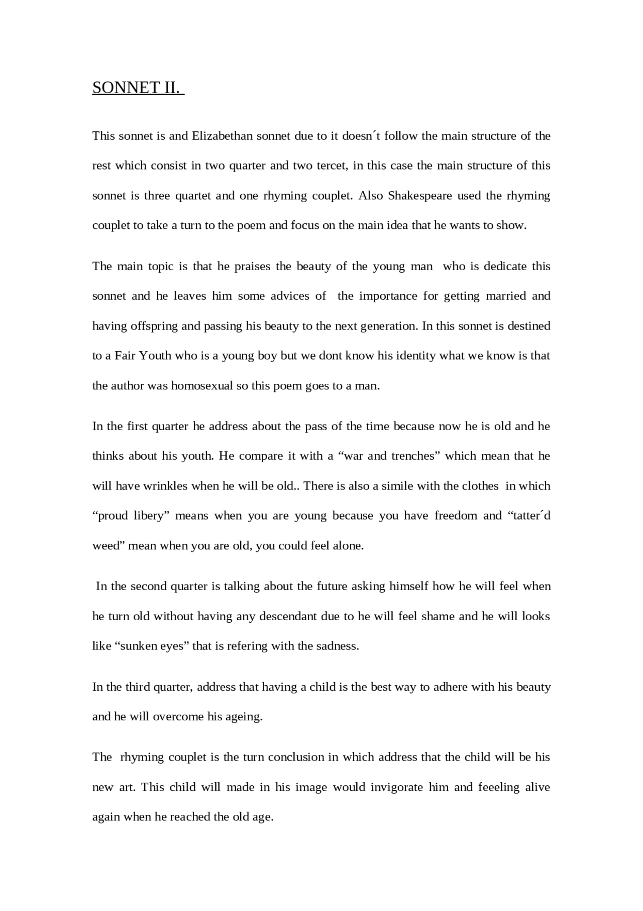 Soneto II Shakespeare - Docsity