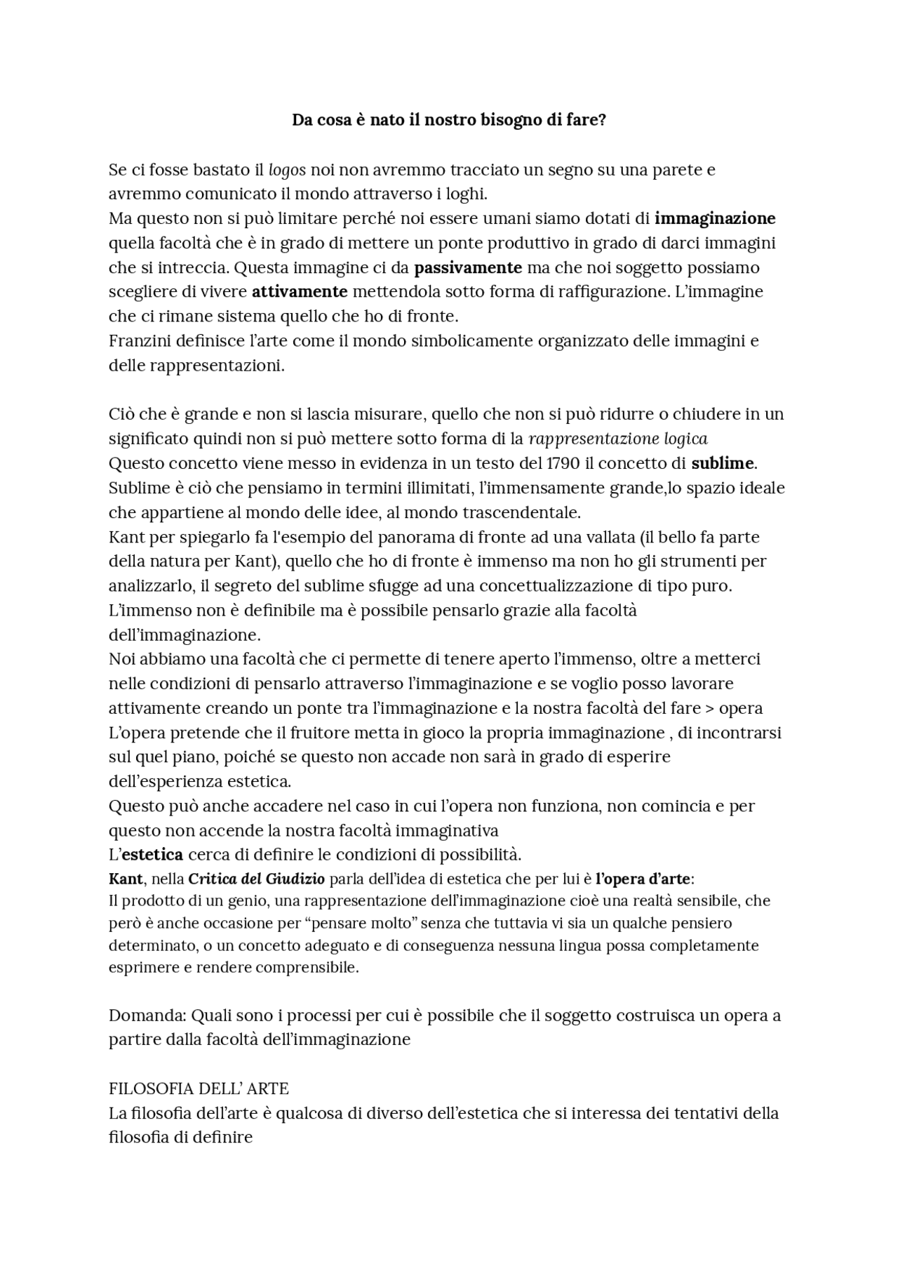 Il sublime: Tra arte e filosofia - Docsity