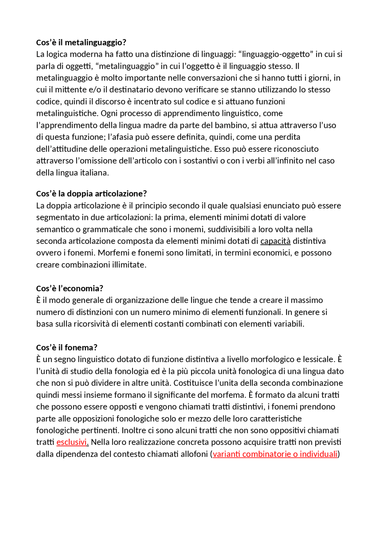 Riassunti Fonologia E Morfologia Docsity
