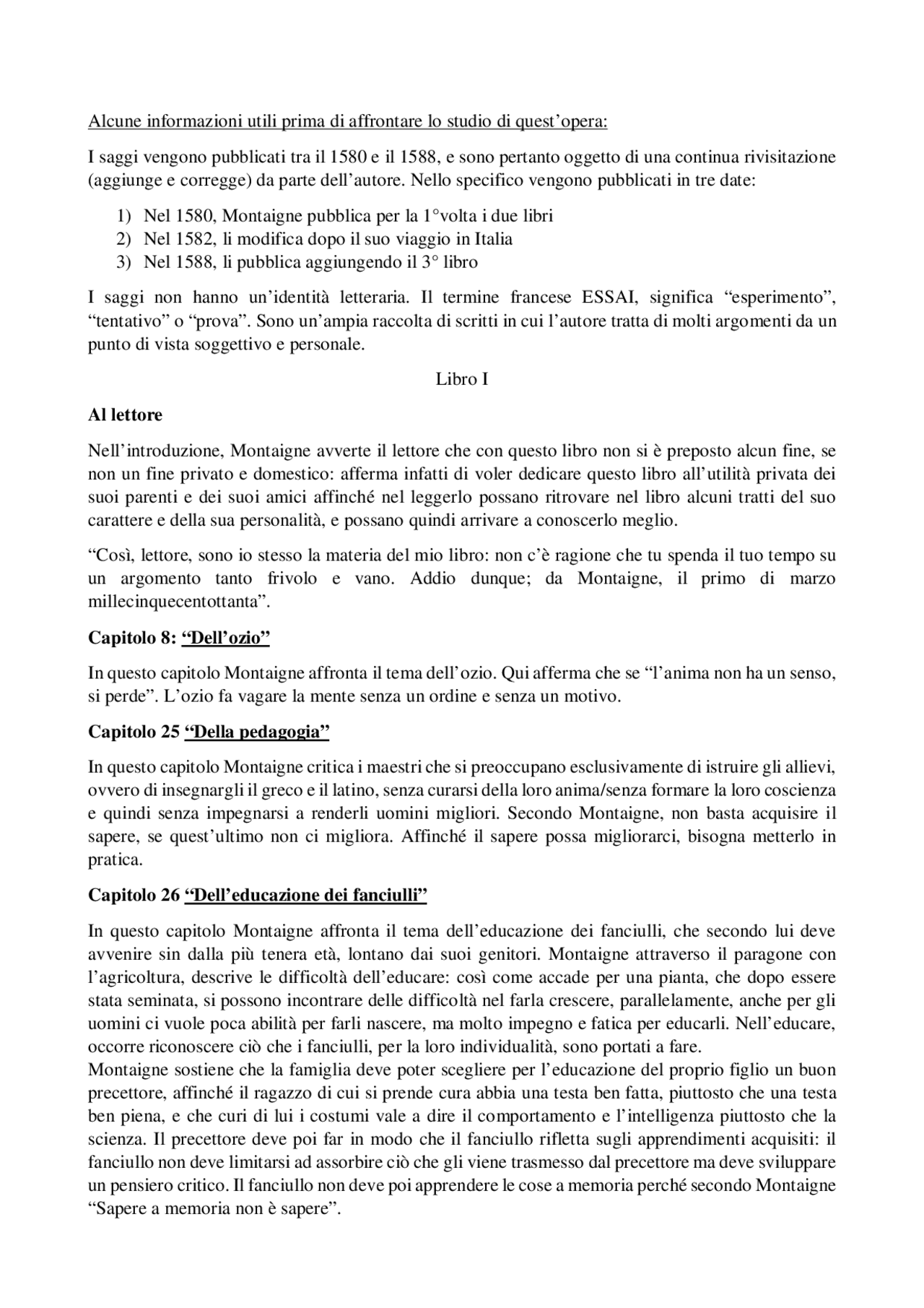 Saggi Di Michel De Montaigne Docsity