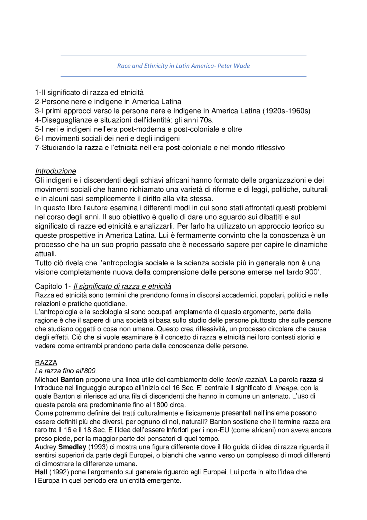 Race and Ethnicity by Peter Wade | Sintesi del corso di Antropologia ...