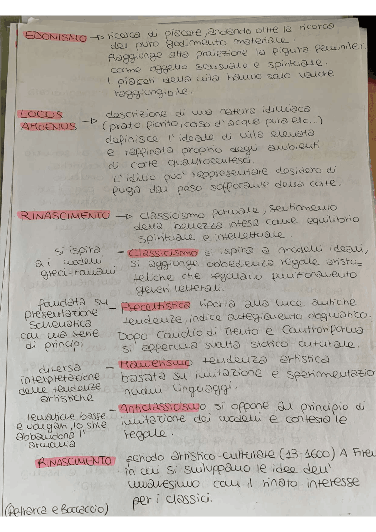 Appunti Letteratura Rinascimento Docsity