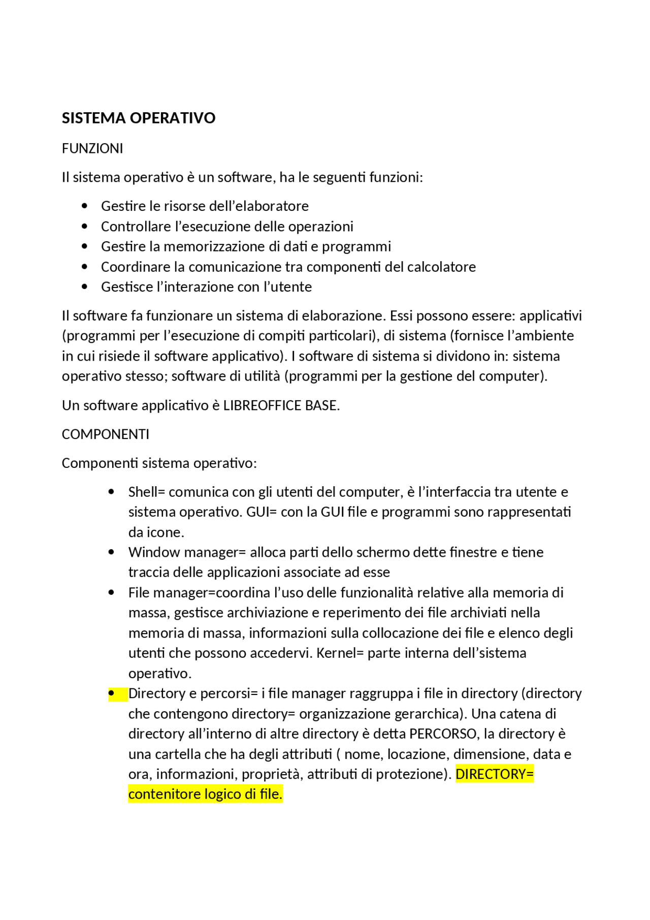 INFORMATICA nozioni generali (prof. Pulina) - Docsity