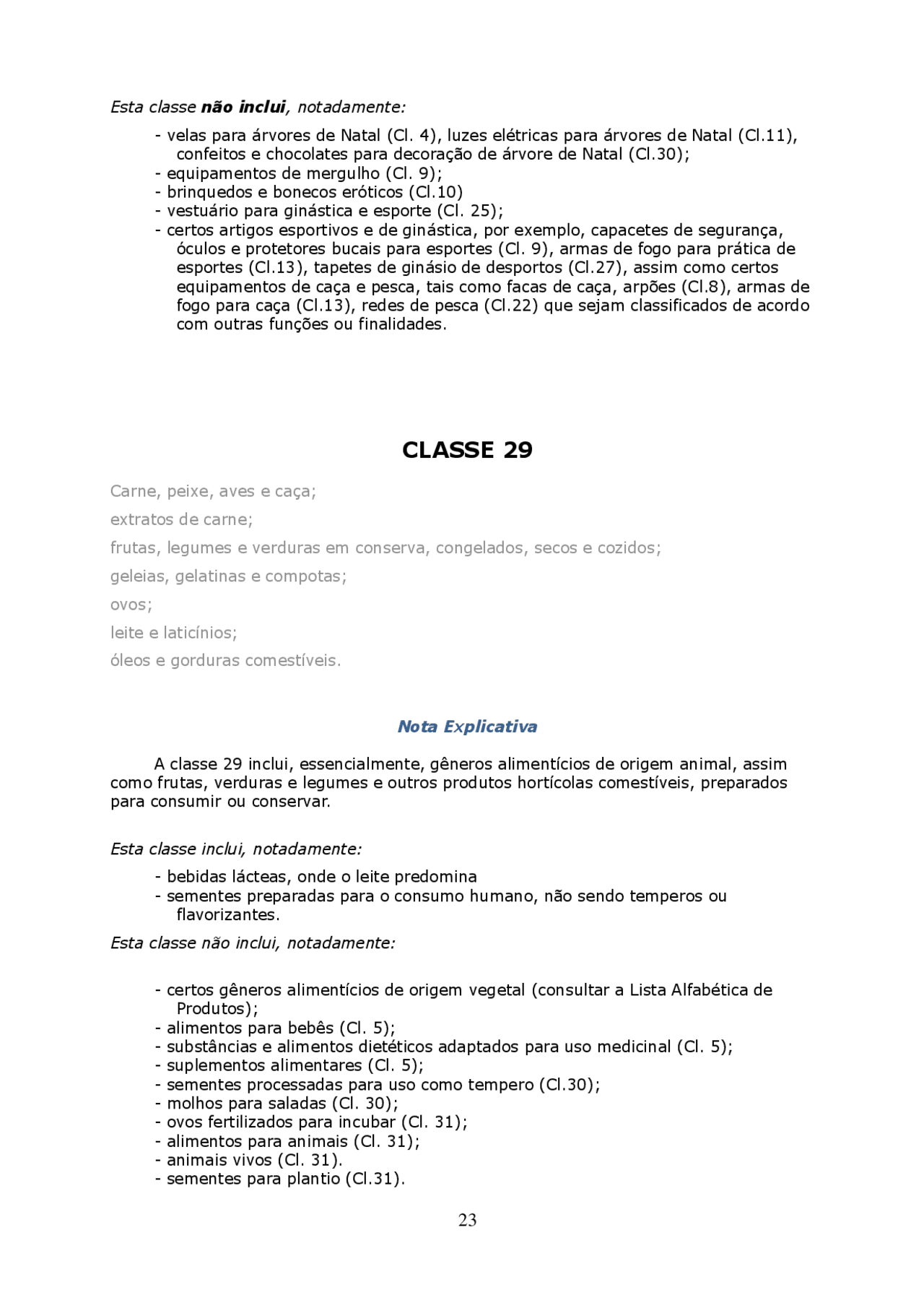 Inpi Tabela De Classes Docsity
