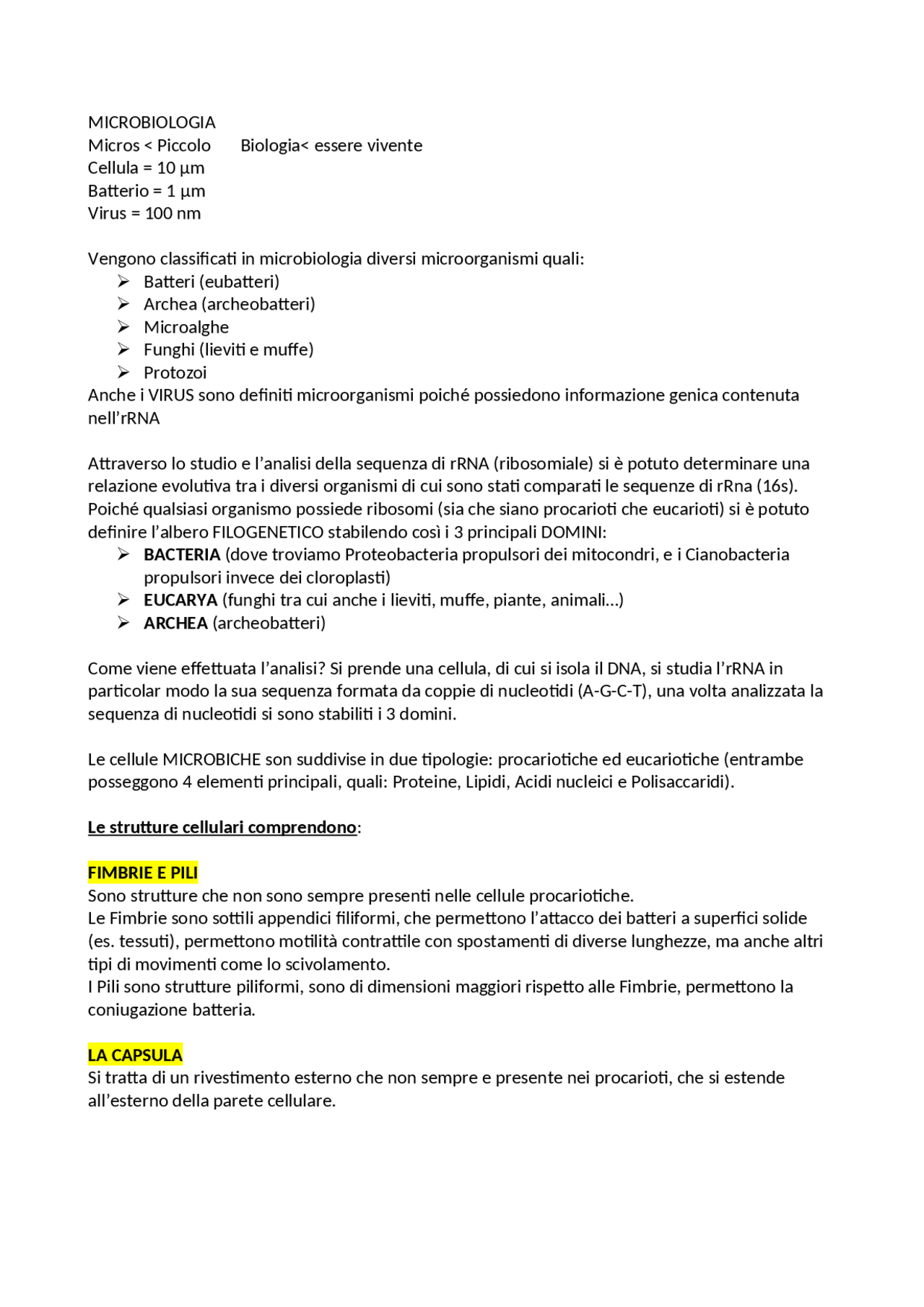 Microbiologia Generale Docsity