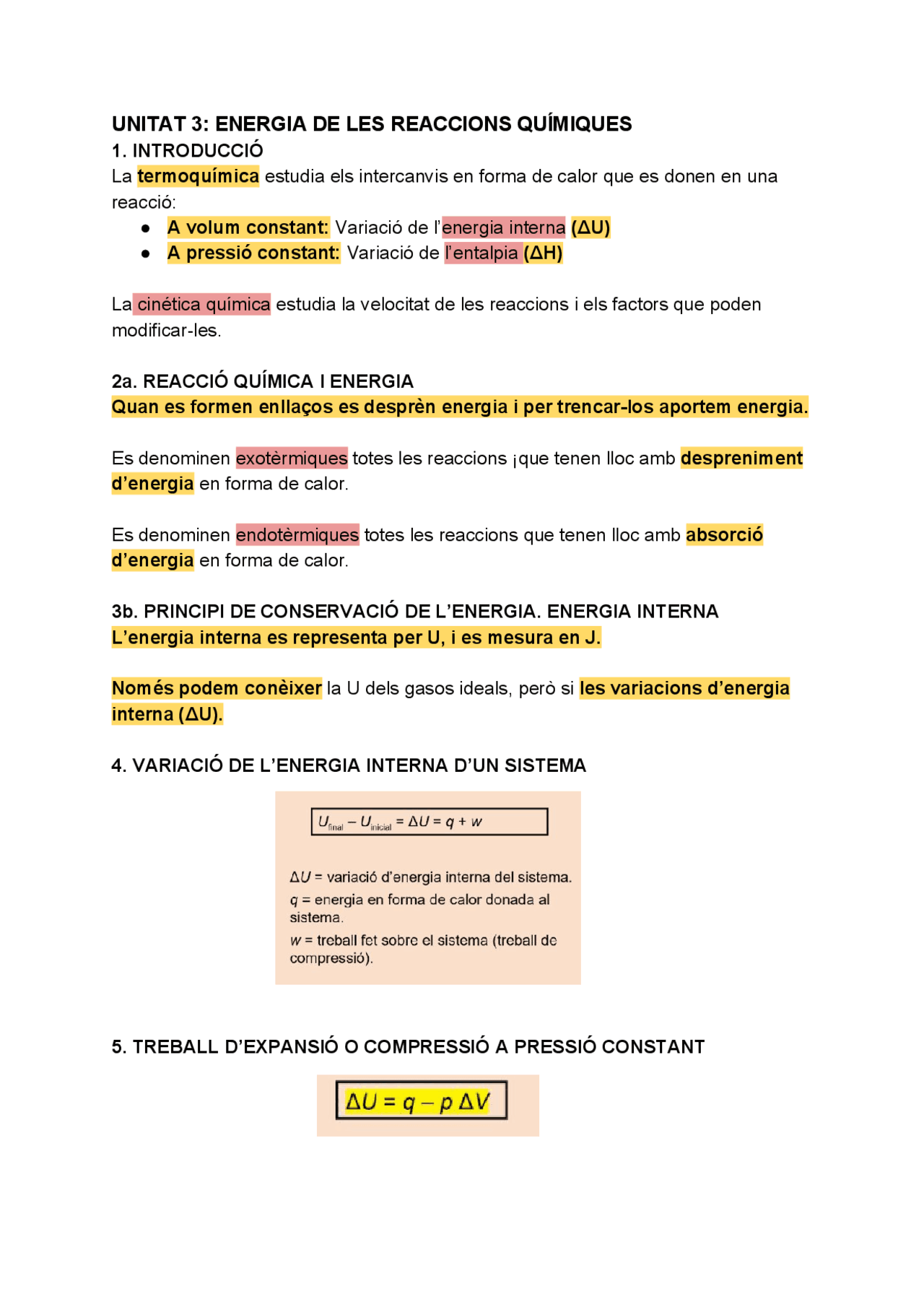 ENERGIA DE LES REACCIONS QUÍMIQUES I CINÈTICA QUÍMICA - Docsity