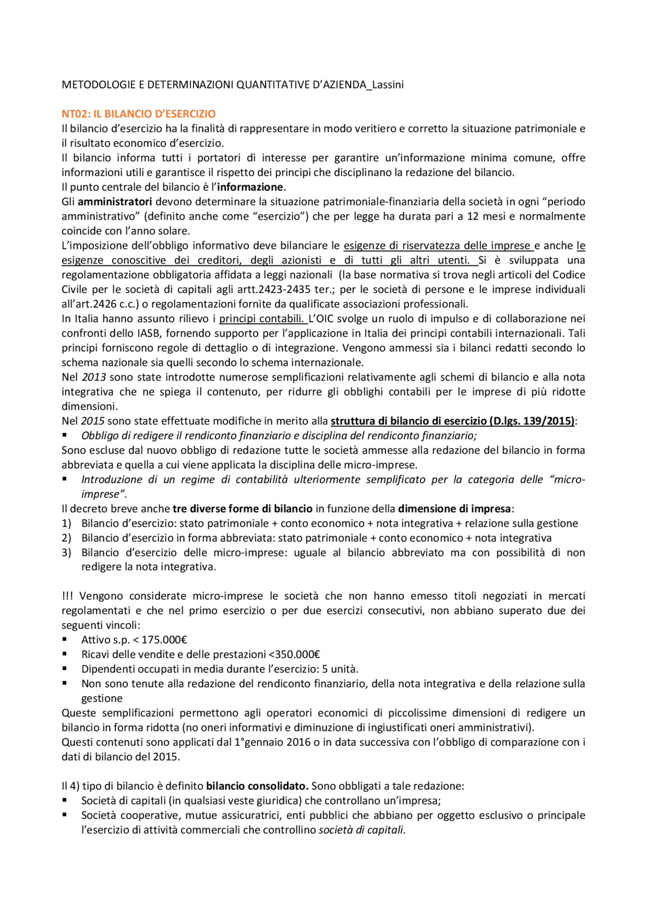 Metodologie E Determinazioni Quantitative Dazienda Docsity
