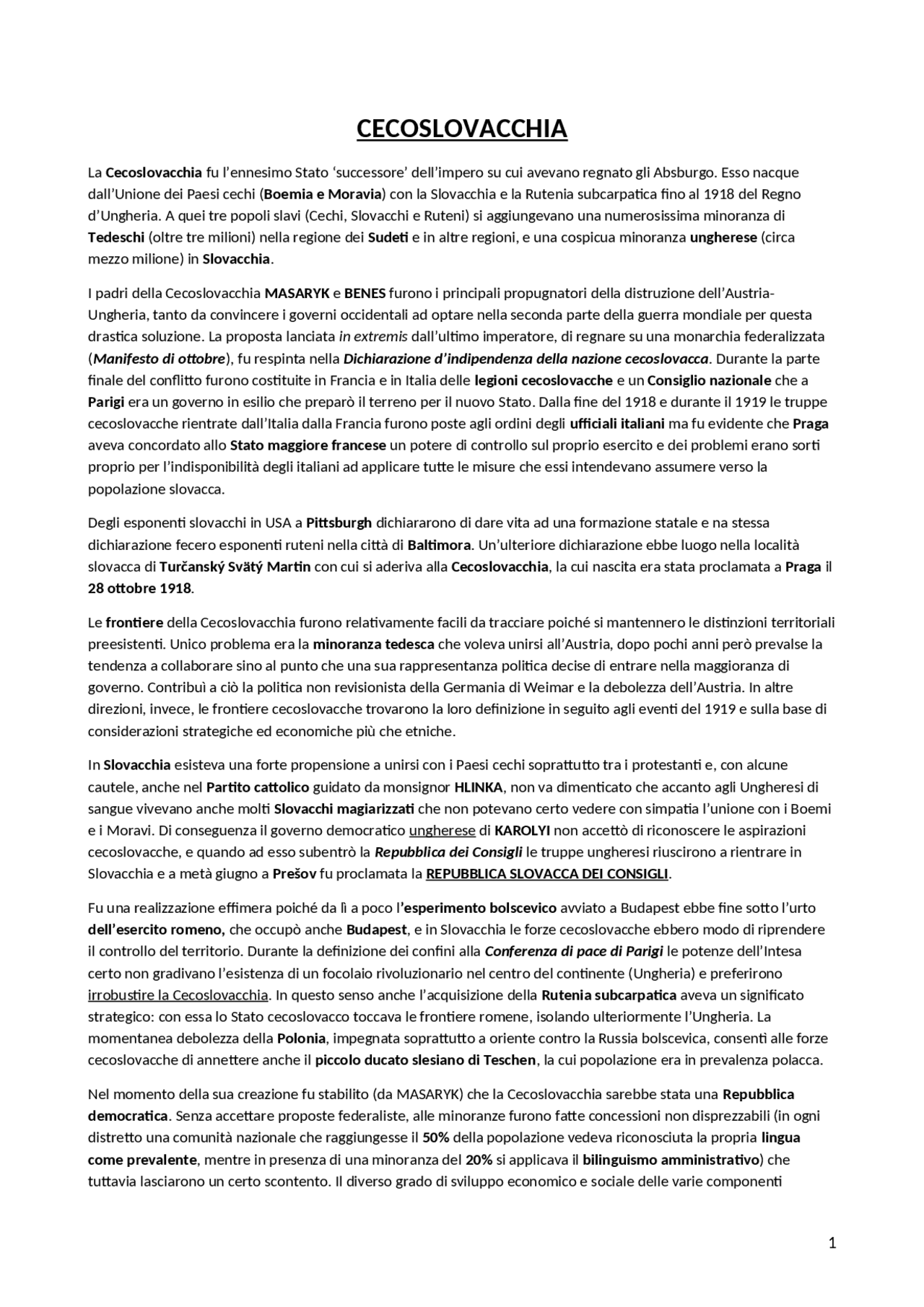 Cecoslovacchia Laltra Metà Delleuropa Docsity