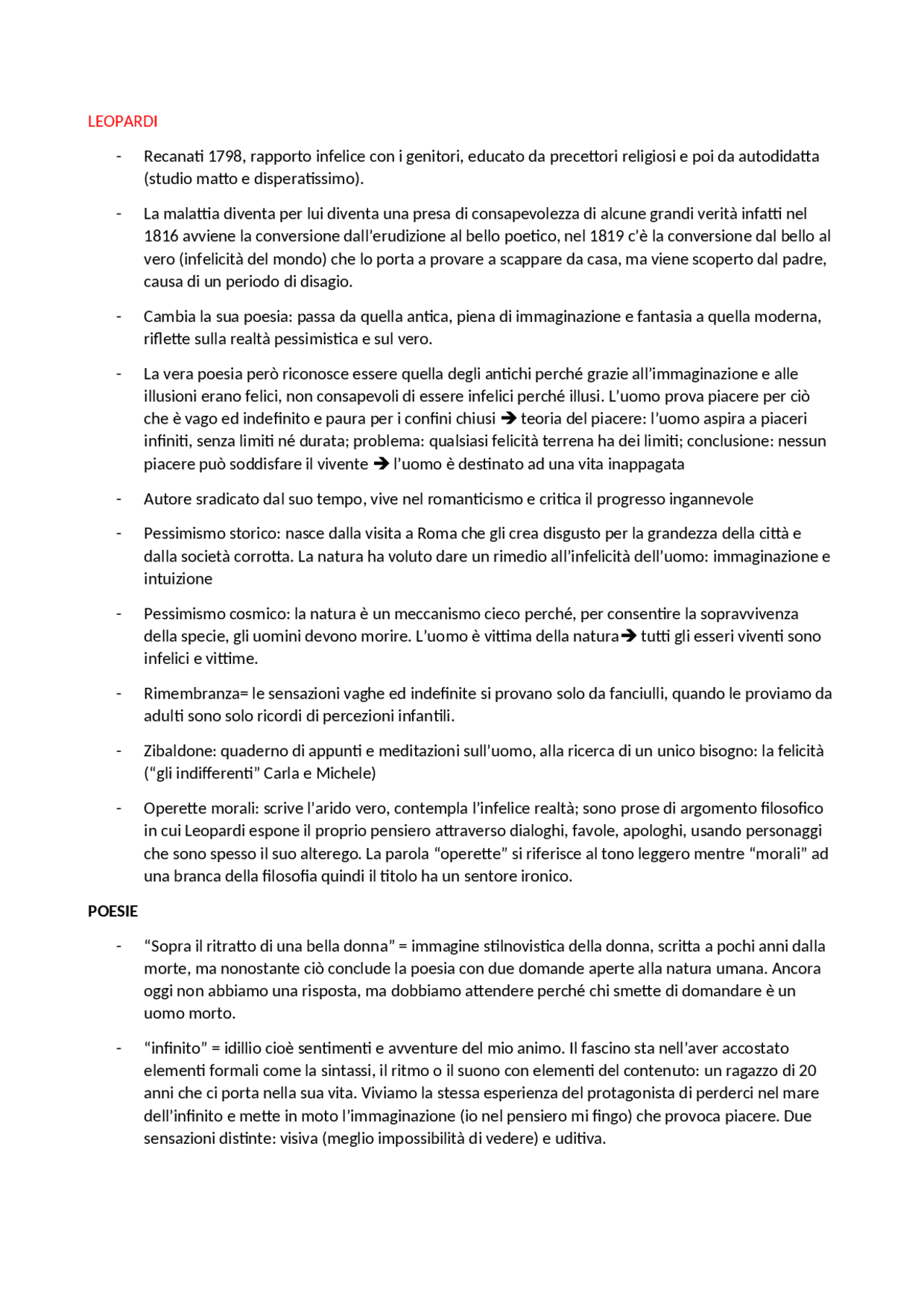 Programma Di Italiano In Preparazione Al Esame Di Maturità Docsity