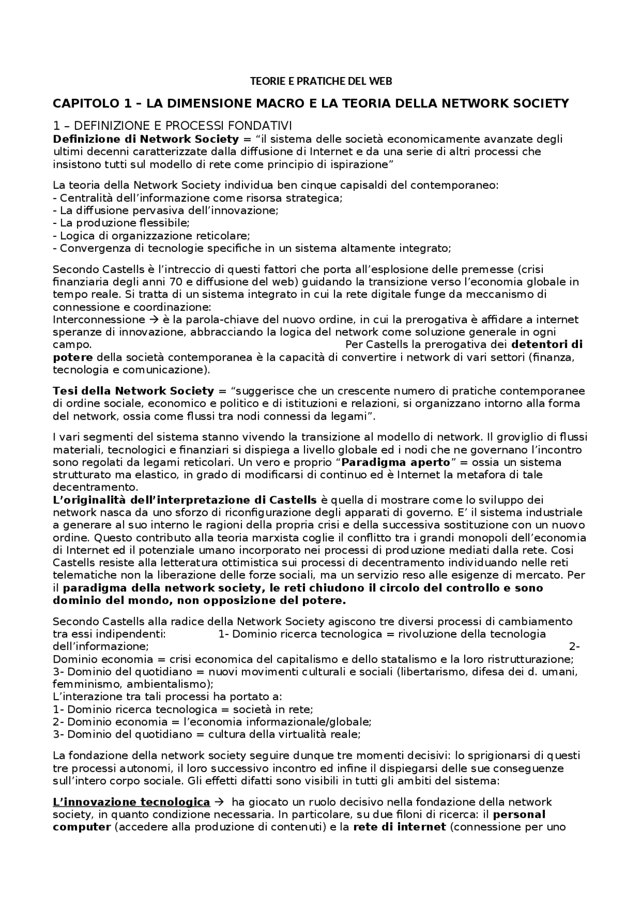 Riassunto Teorie E Pratiche Del Web Docsity