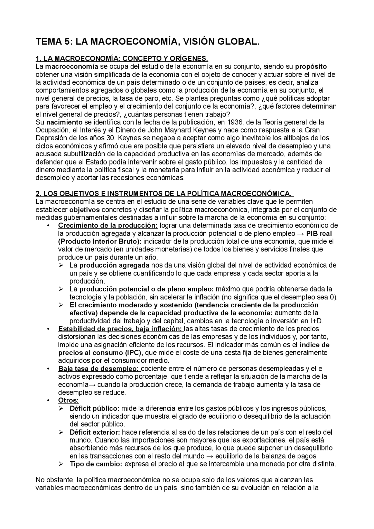 Tema 5 Macroeconomía Docsity
