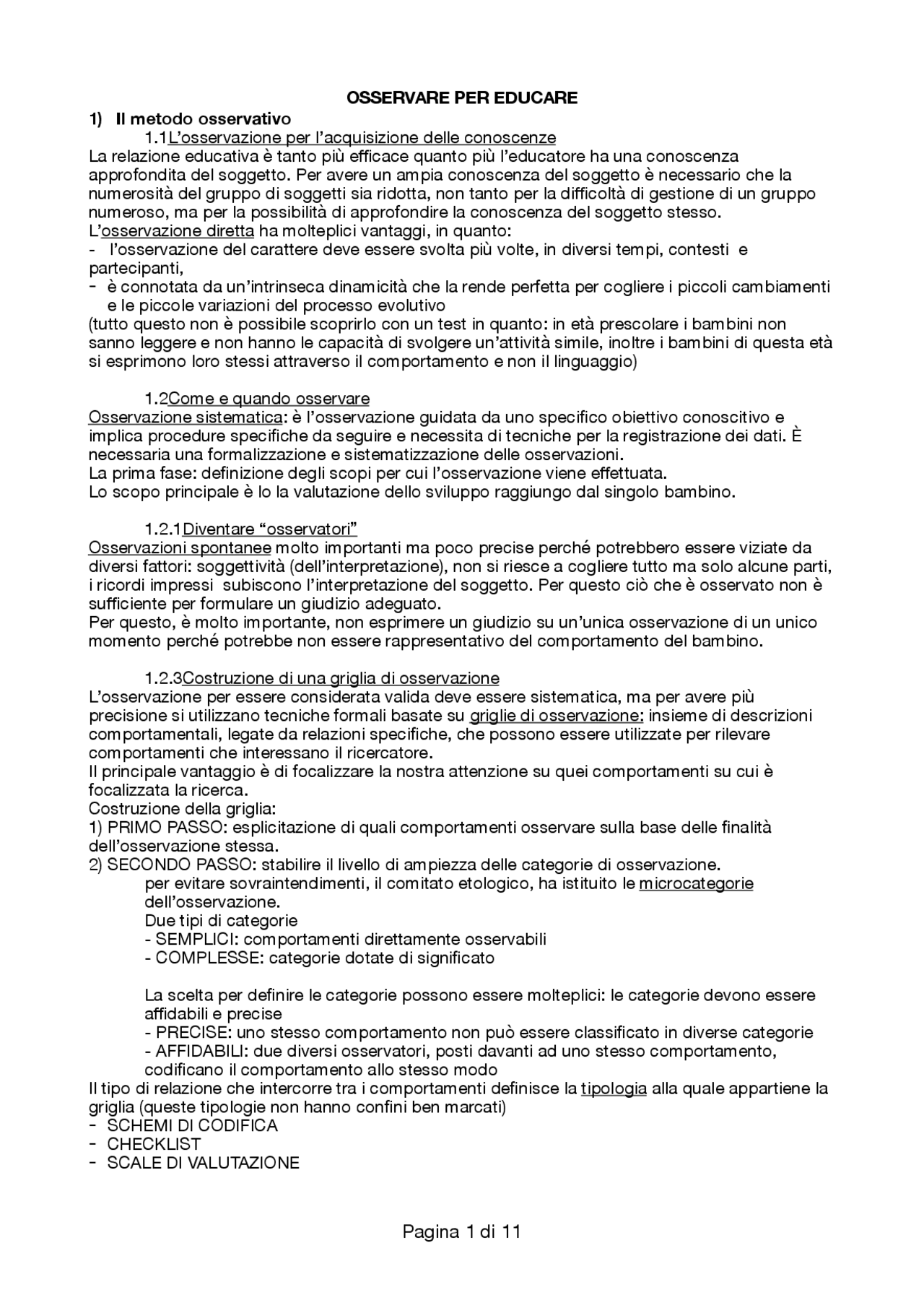 Osservare Per Educare Docsity