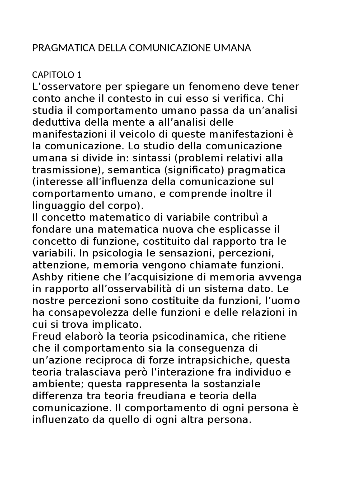 Pragmatica Della Comunicazione Umana Docsity