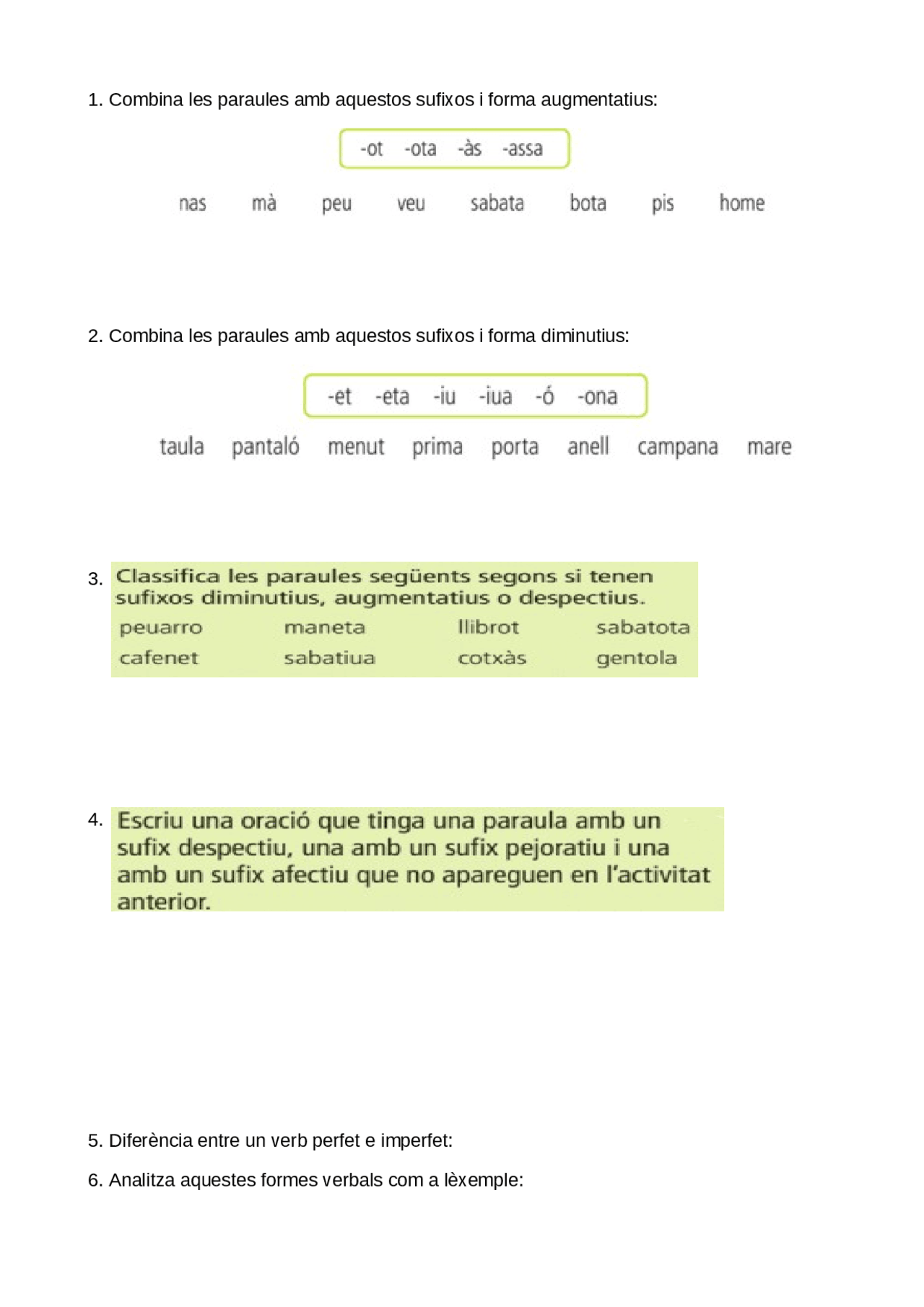 Valencia Ejercicios 6 Primaria Docsity