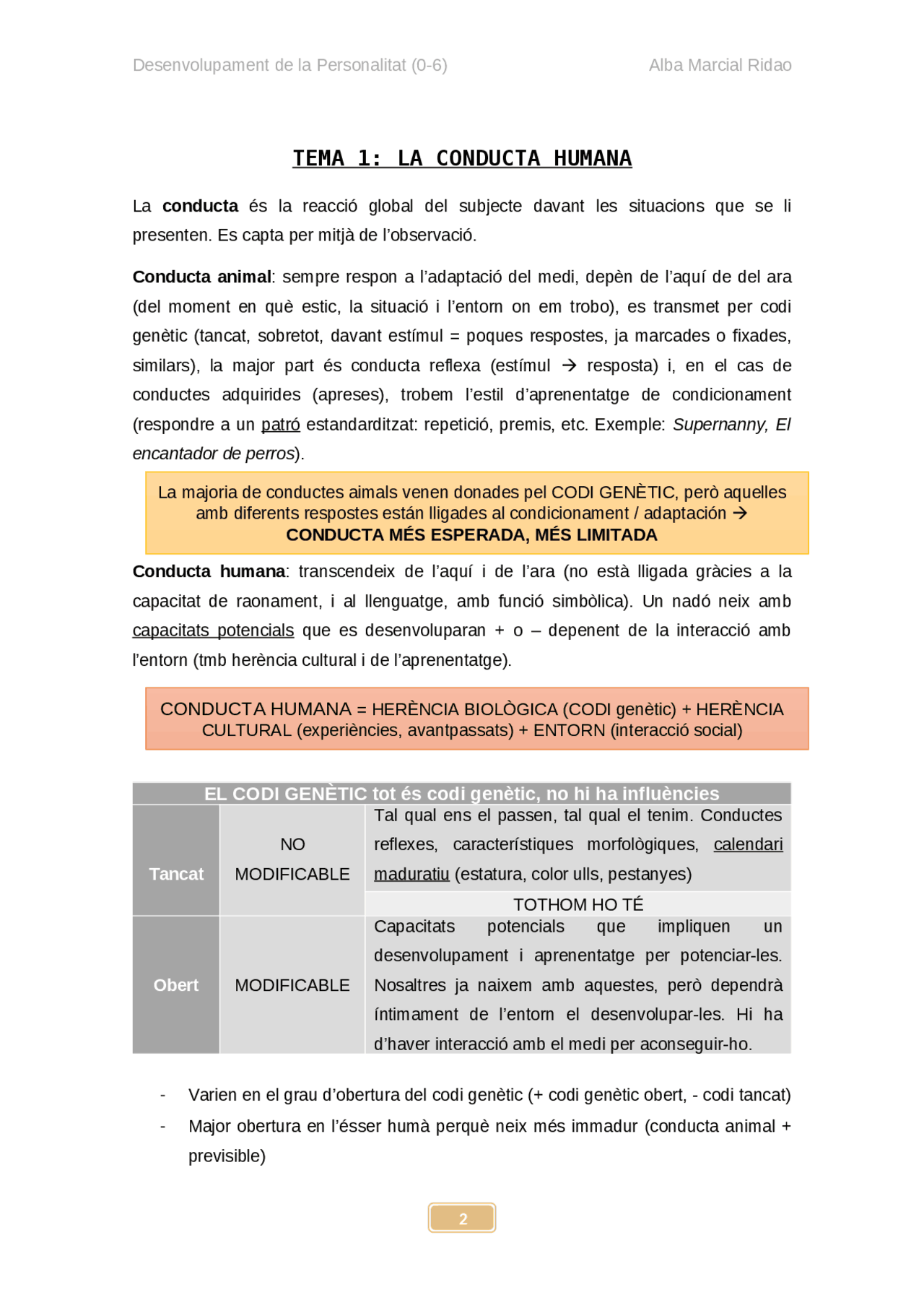 Apunts Desenvolupament De La Personalitat Docsity
