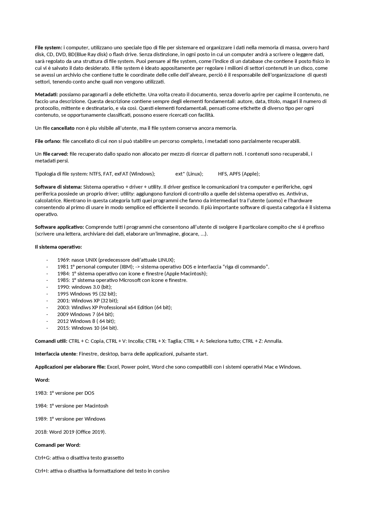 Appunti Su Informatica Di Base Docsity