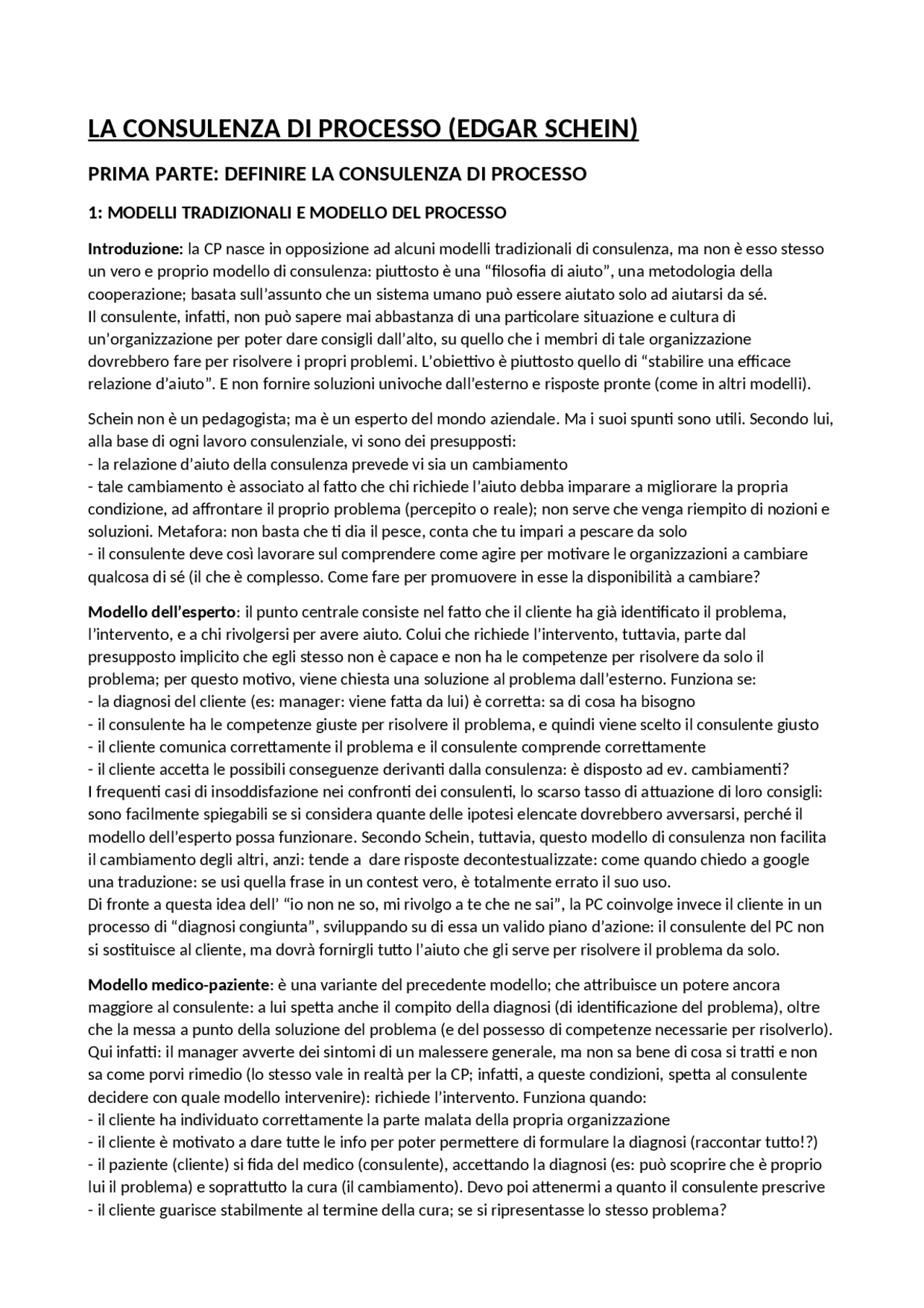 La Consulenza Di Processo Schein Docsity