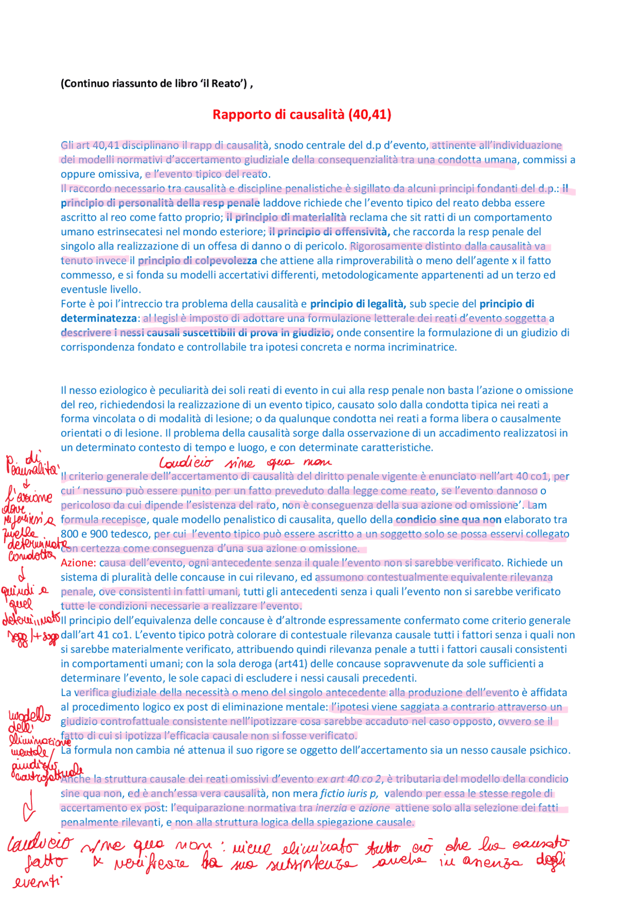 Il reato ed elementi che lo compongono - Docsity