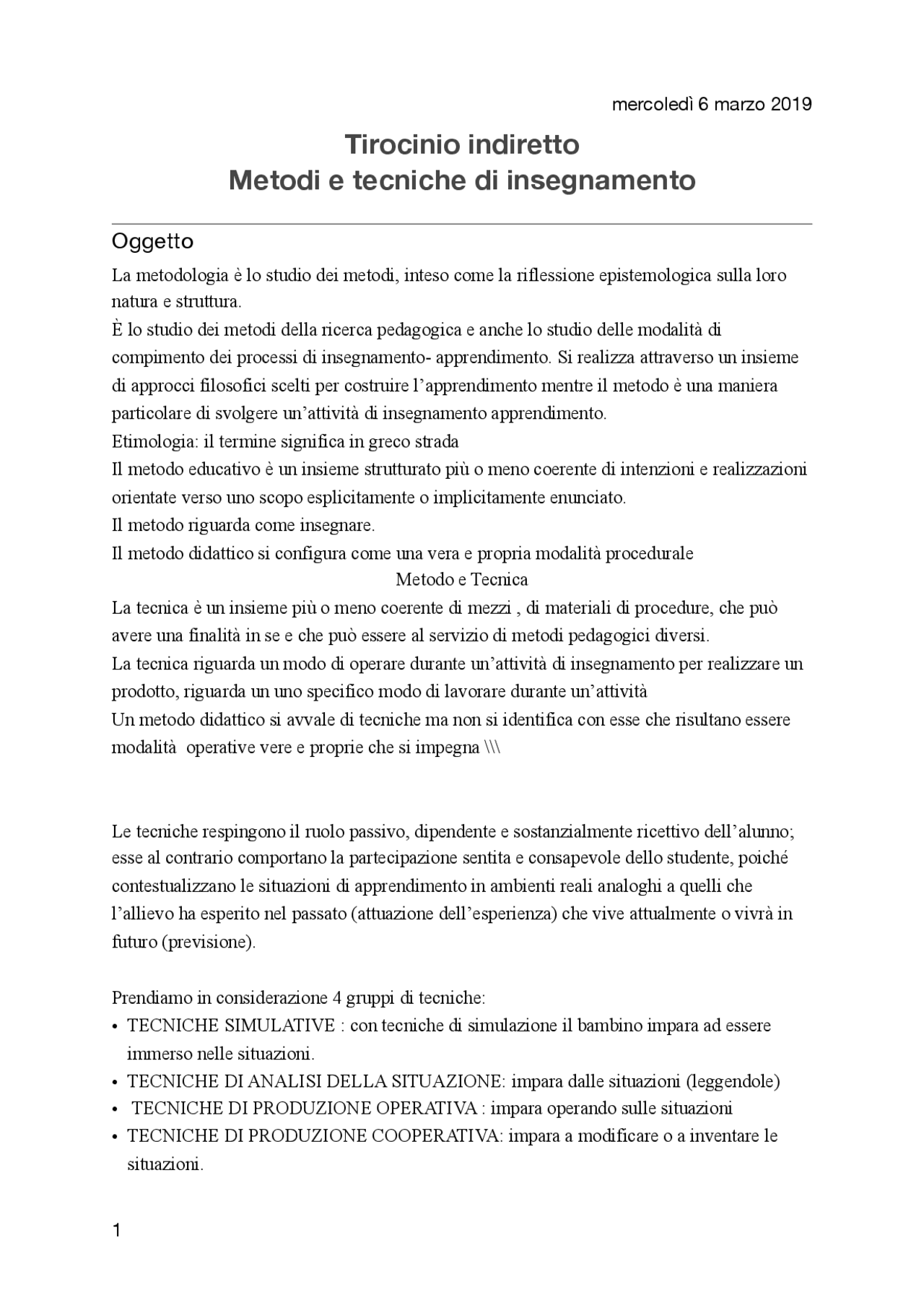 T2 Metodi E Tecniche Di Insegnamento Docsity