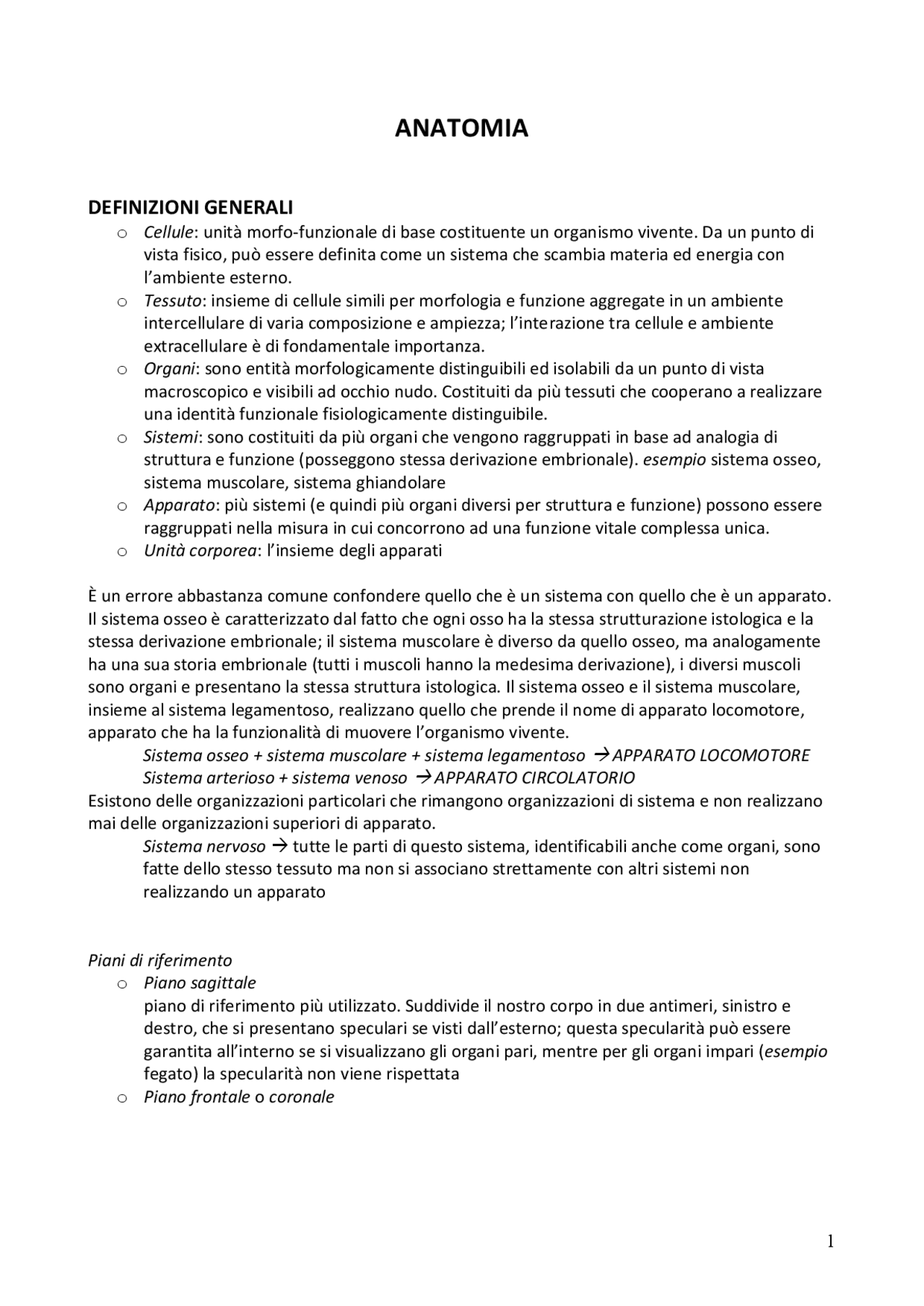 Anatomia Umana Appunti Docsity
