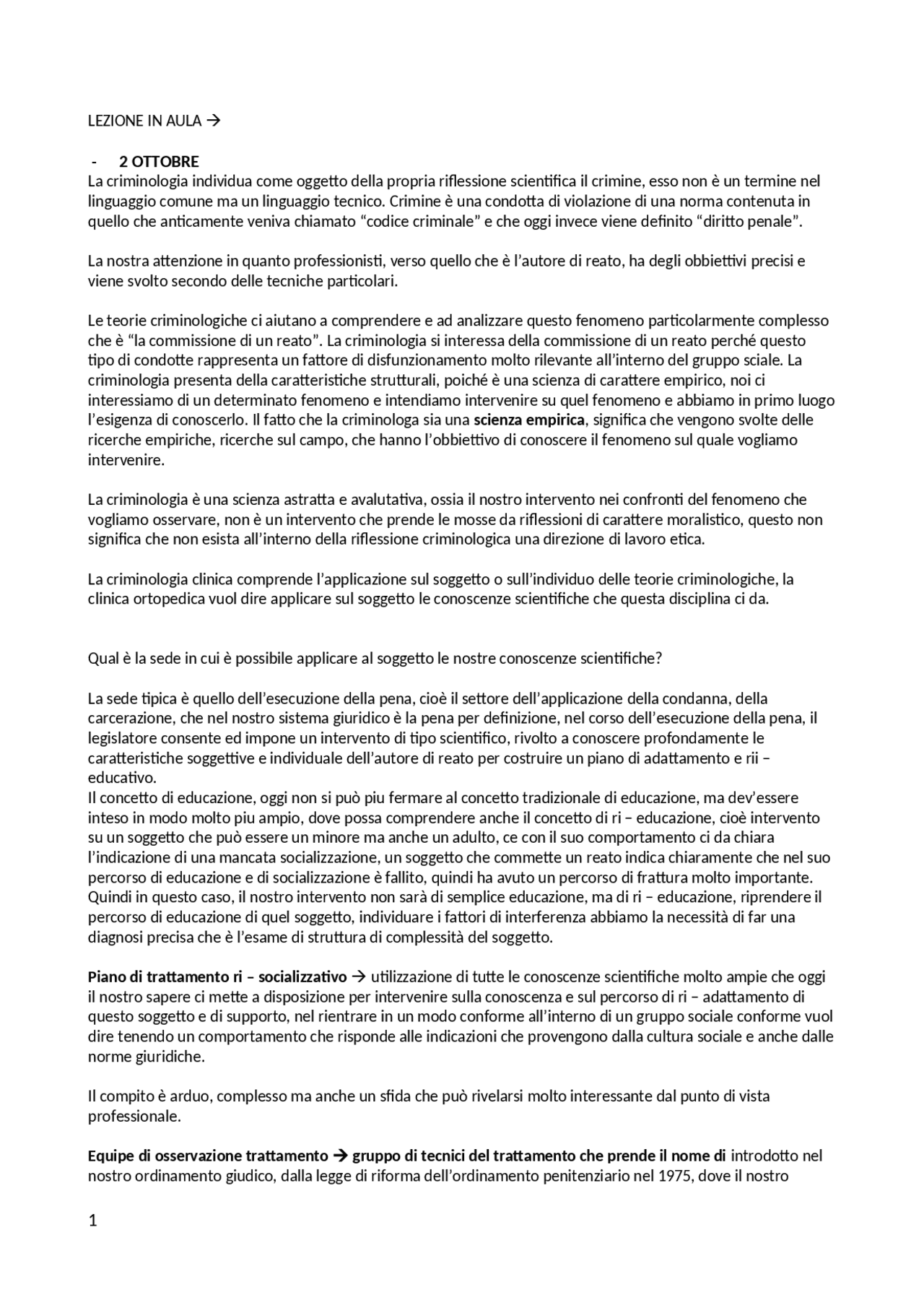 Riassunto Completo Di Criminologia Docsity