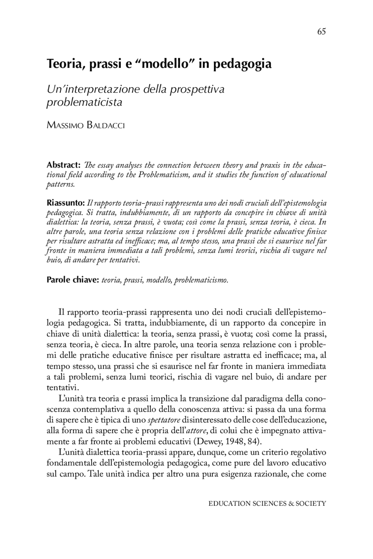 Teoria Prassi E Modello In Pedagogia Docsity