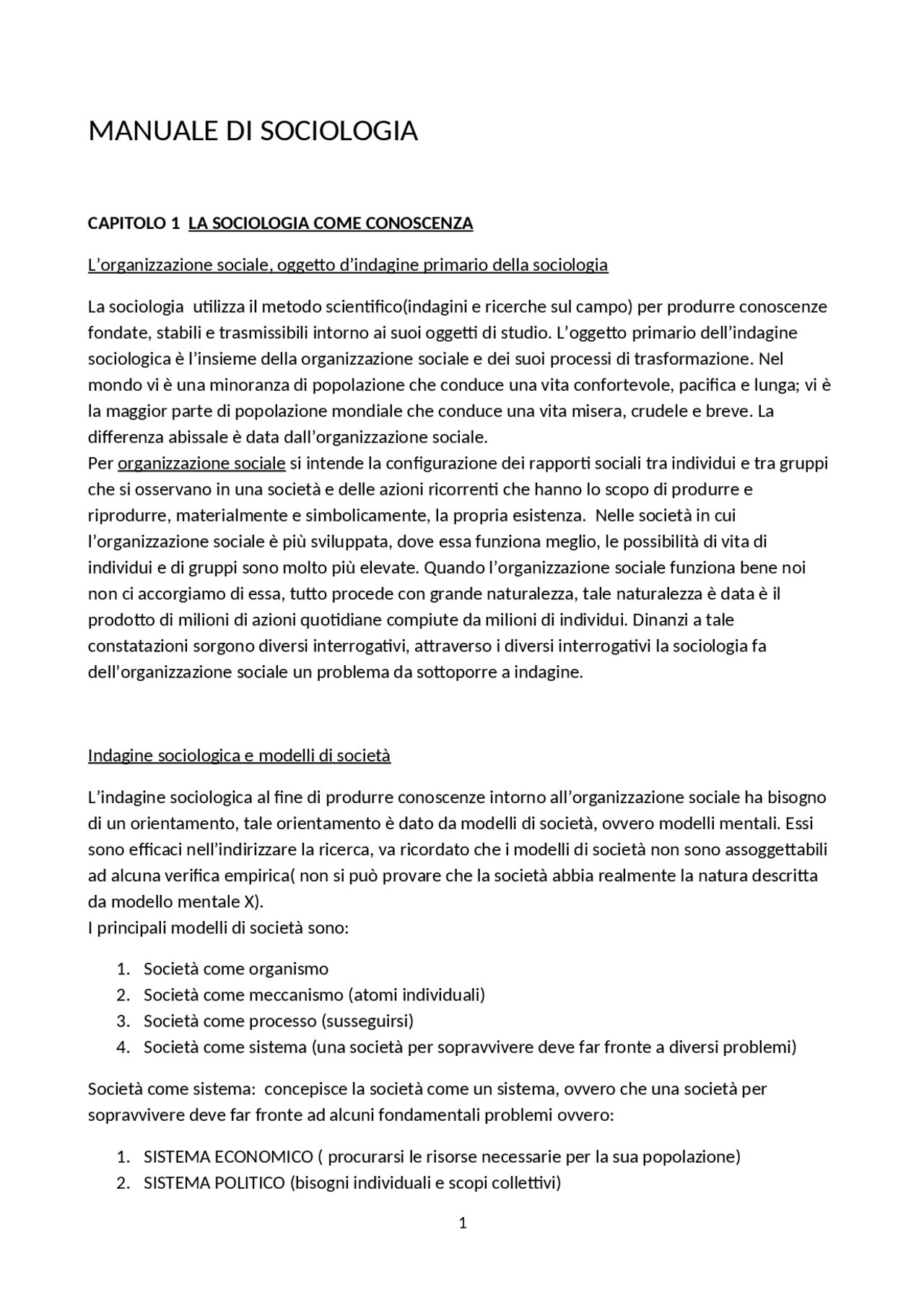 Manuale Di Sociologia Docsity
