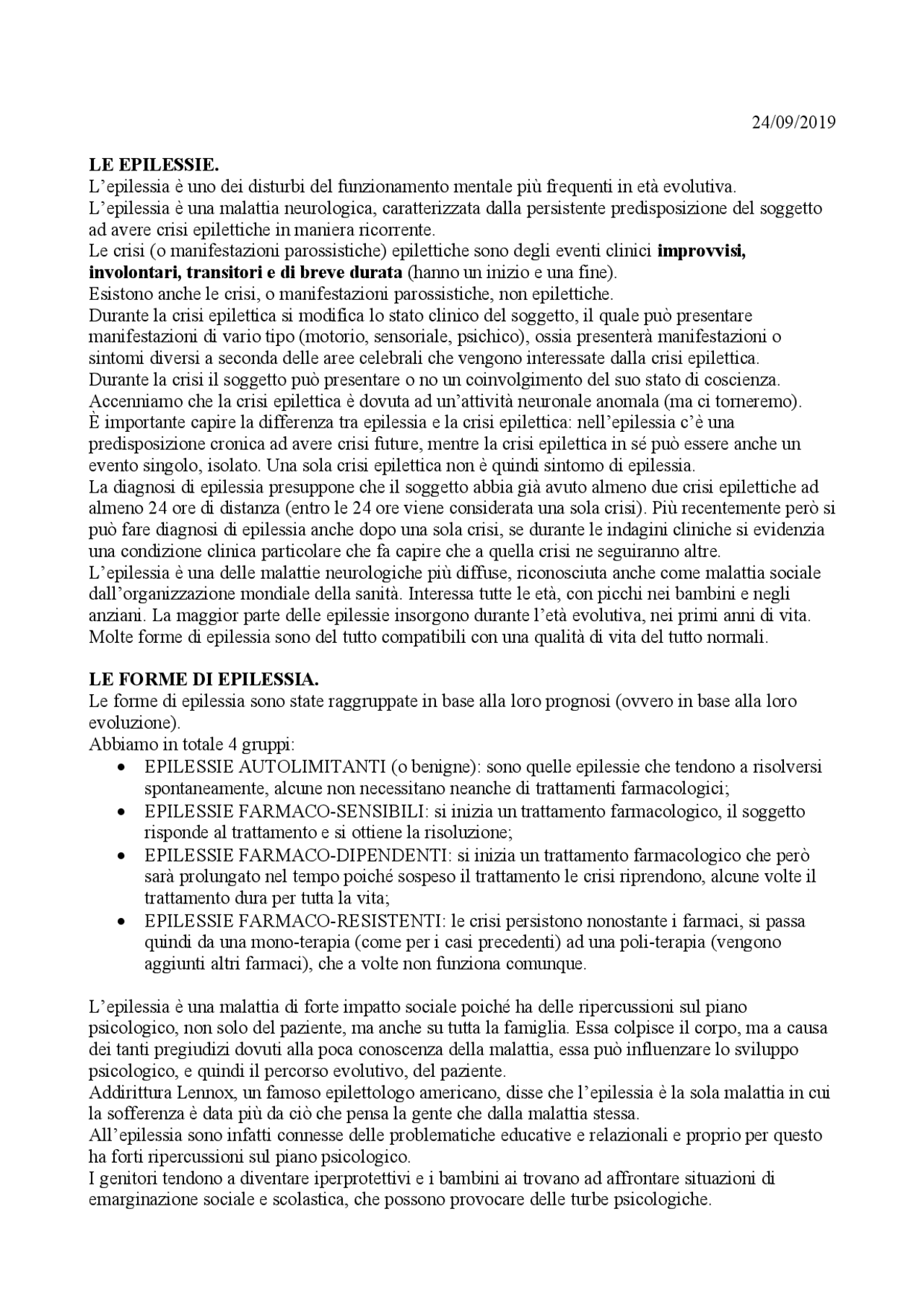 L'epilessia prima parte - Docsity