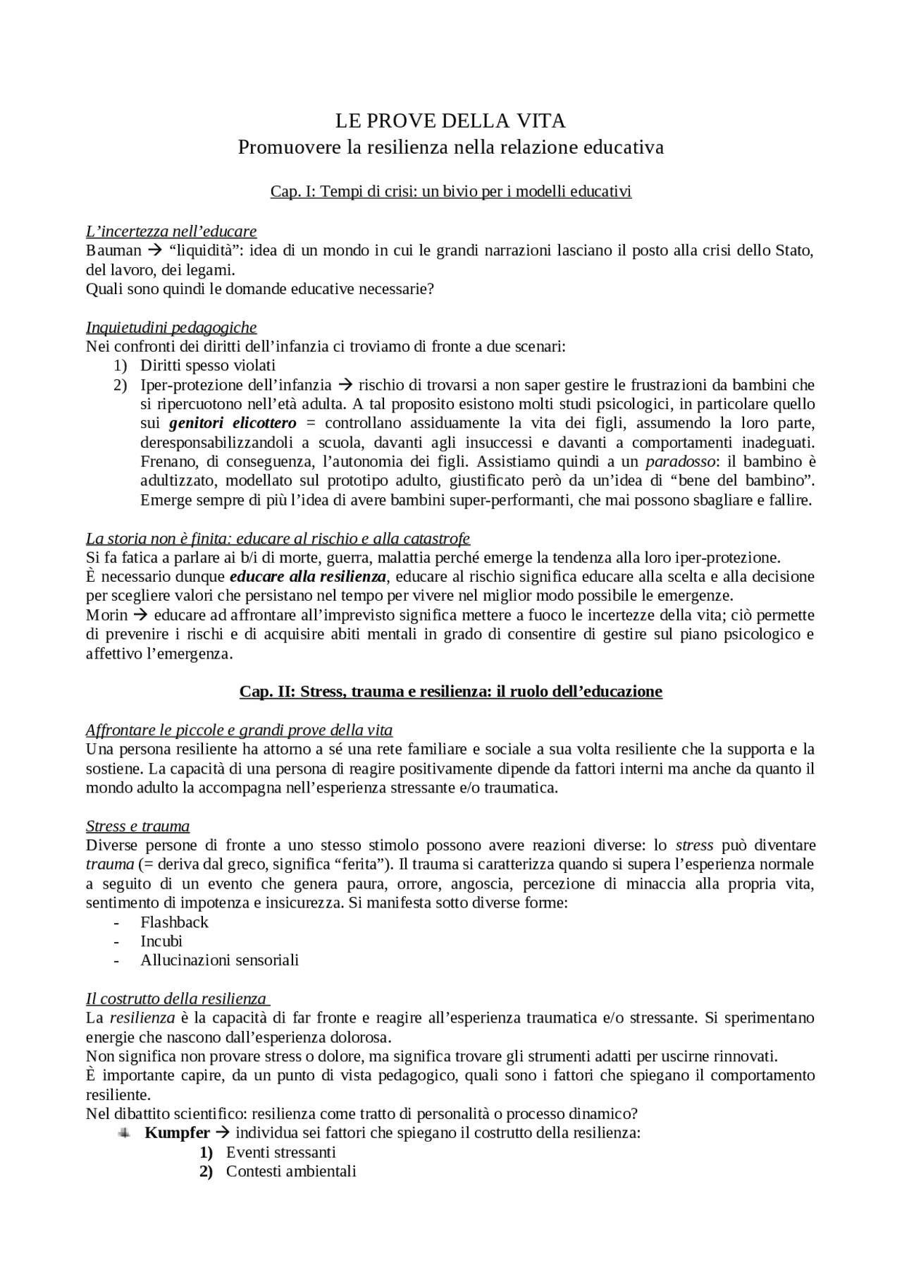 Le Prove Della Vita Docsity