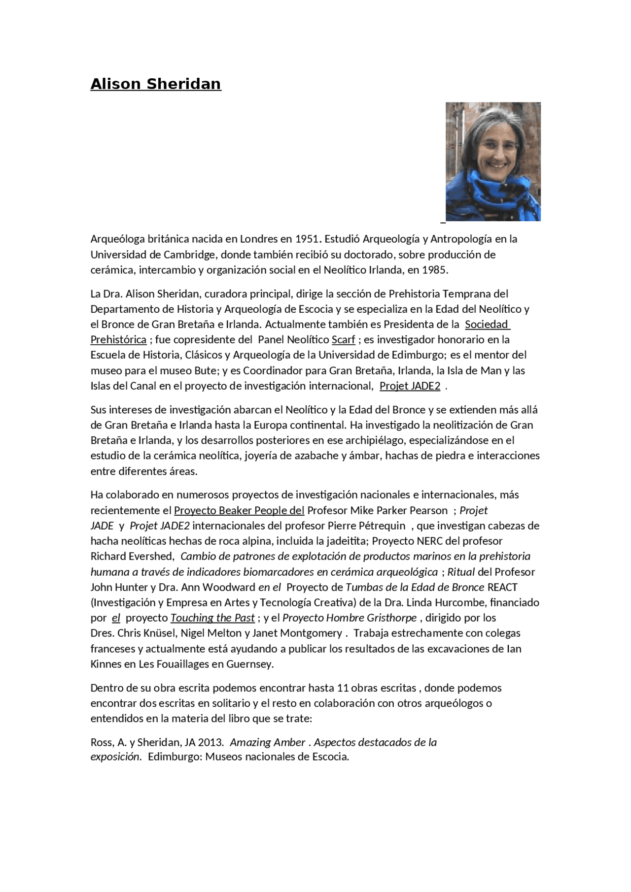 Alison Sheridan arqueologa trabajo - Docsity