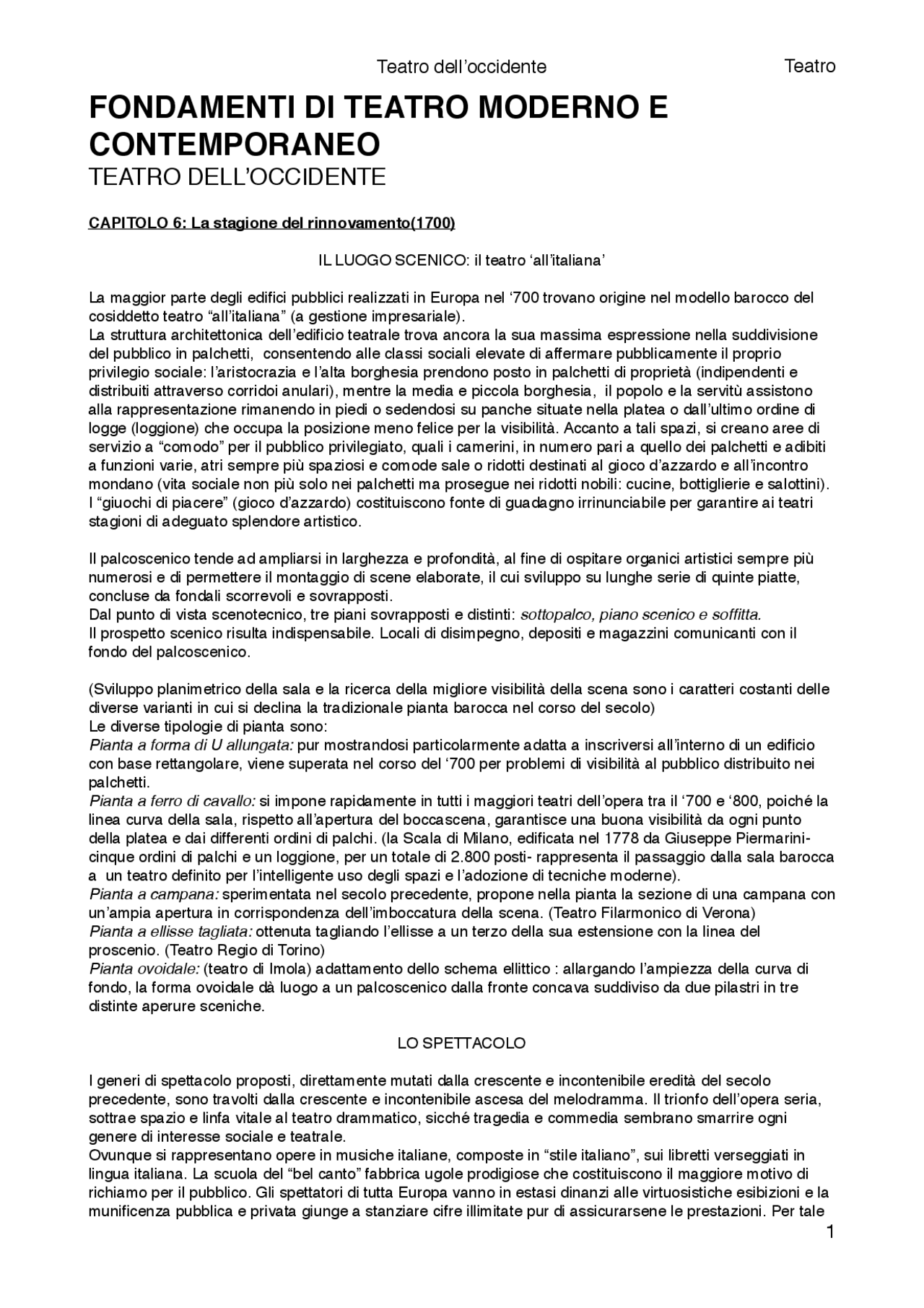 Teatro Delloccidente Riassunto Docsity