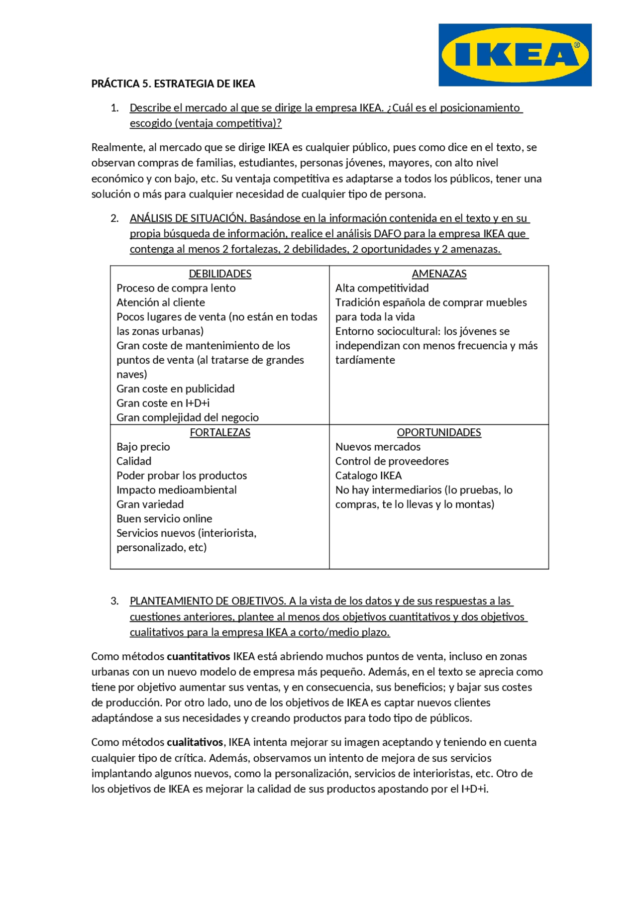 Práctica 5 marketing | Ejercicios de Marketing | Docsity