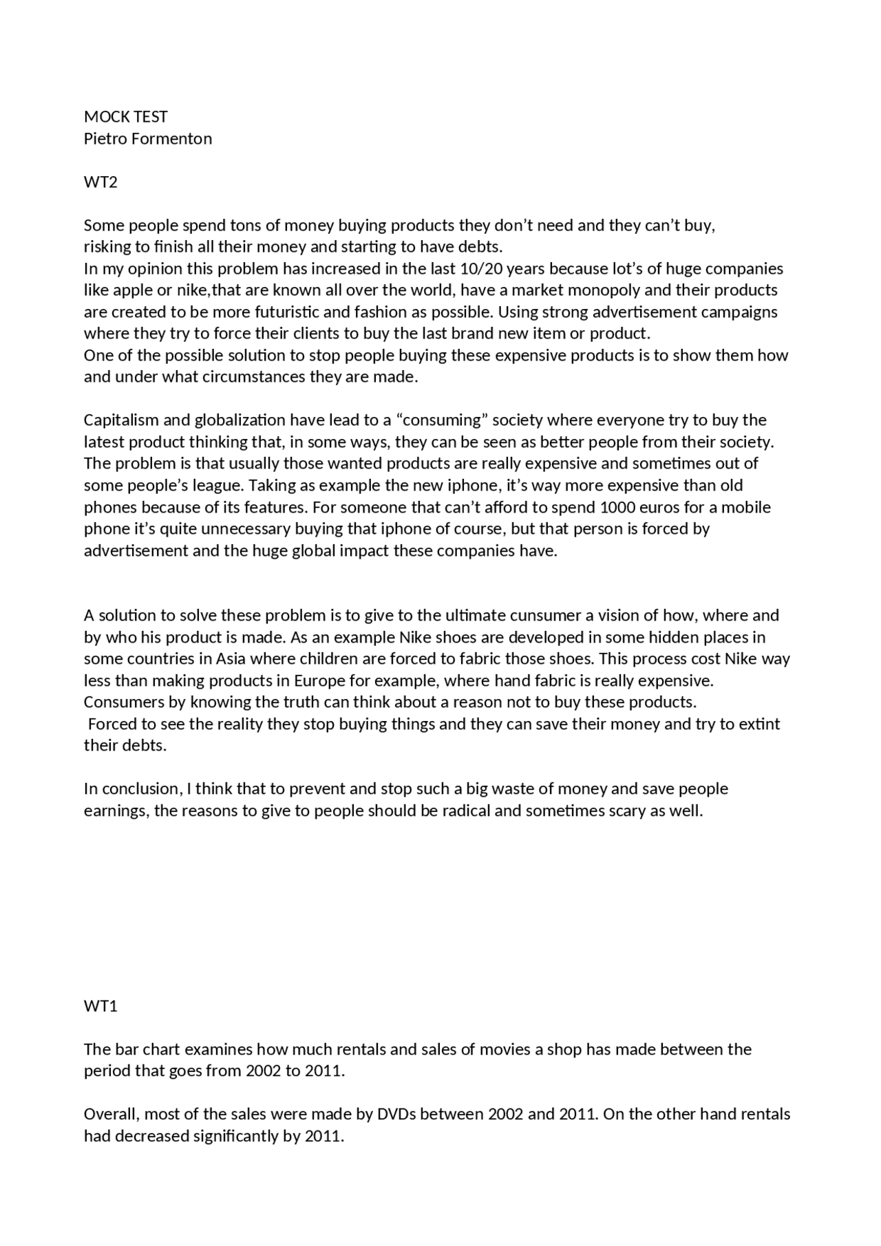 IELTS Writing part 1 and 2 - Docsity