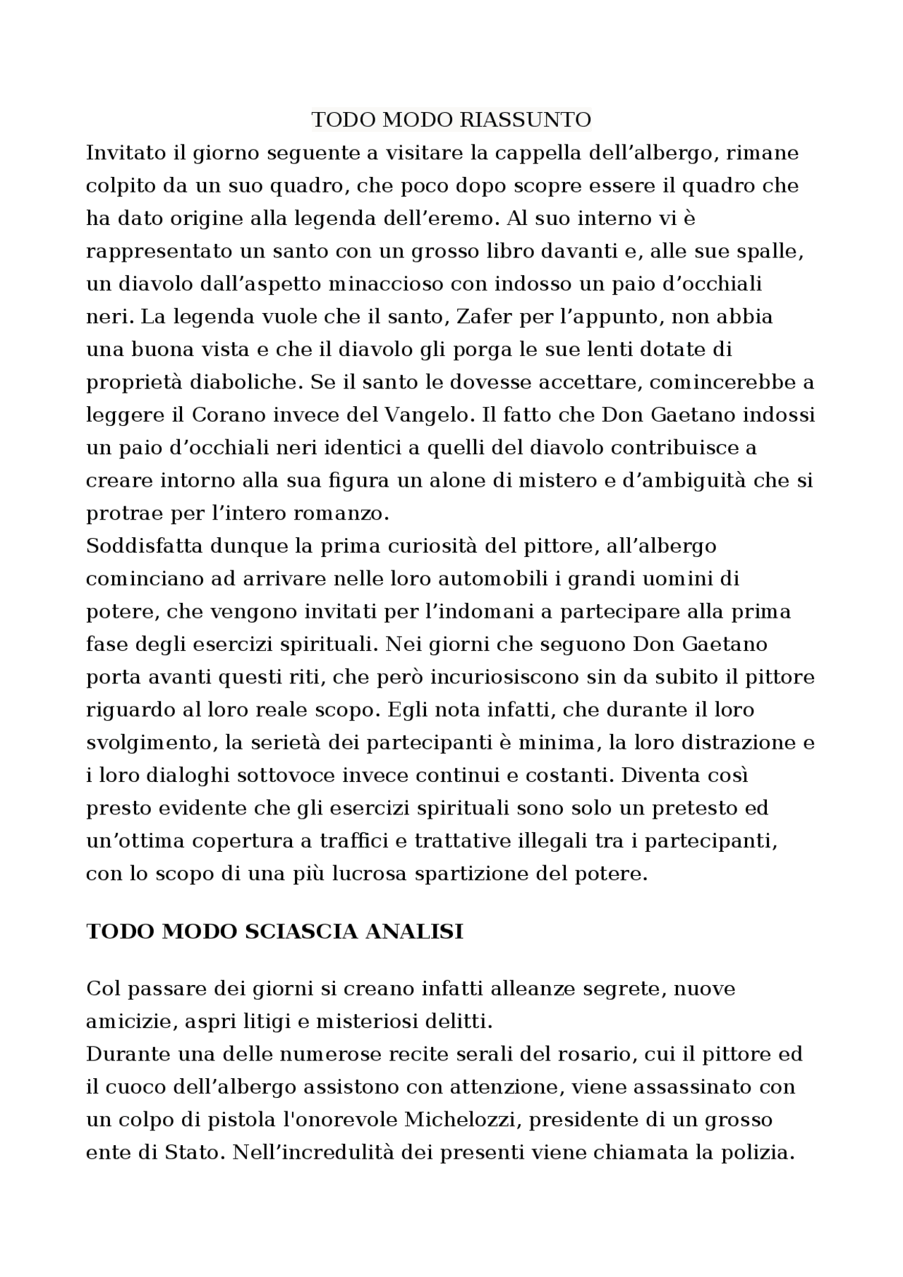 Riassunto Todo Modo Di Sciascia Docsity