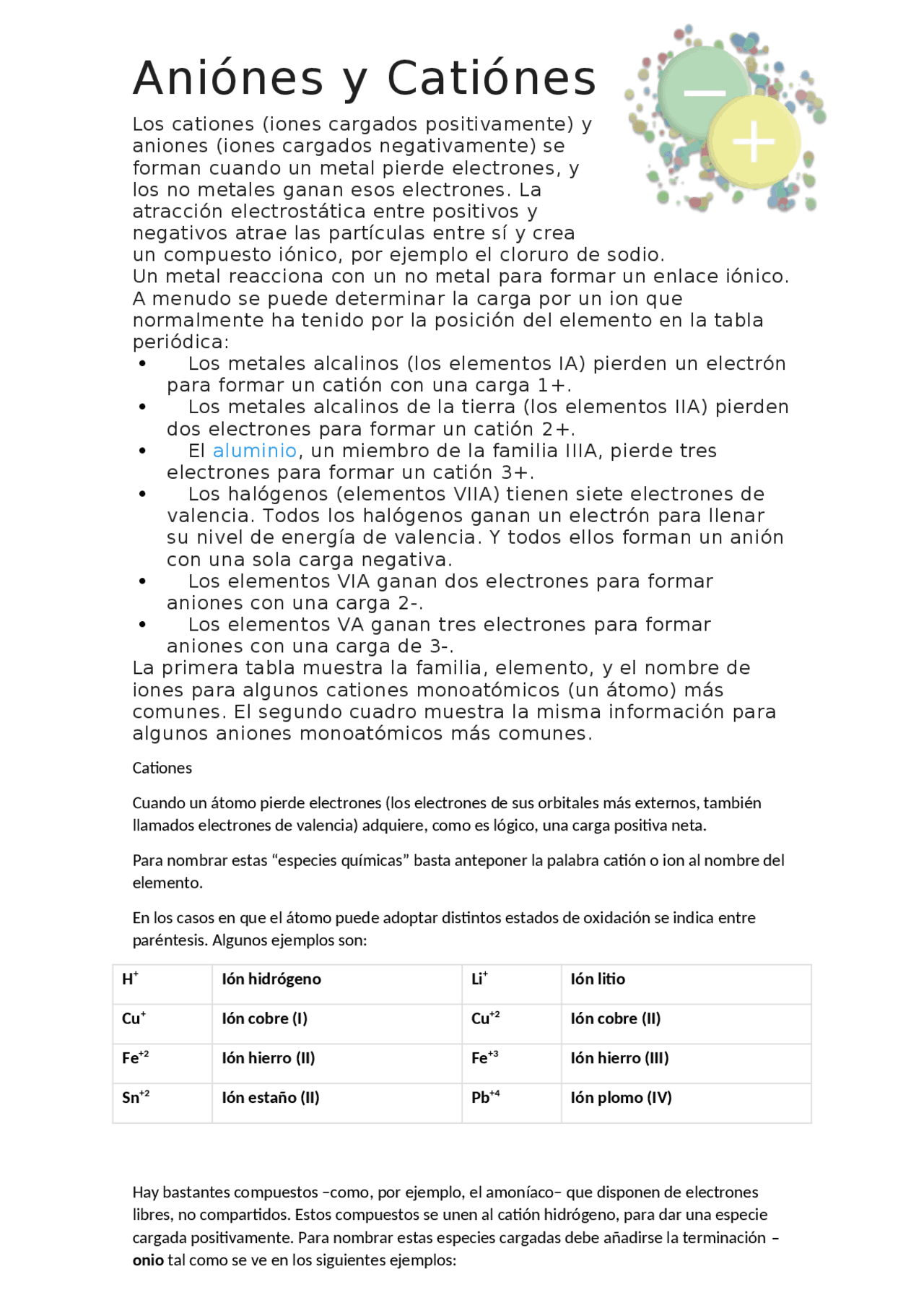 Aniones Y Cationes Lista De Aniones Y Cartiones | PDF | Mercurio