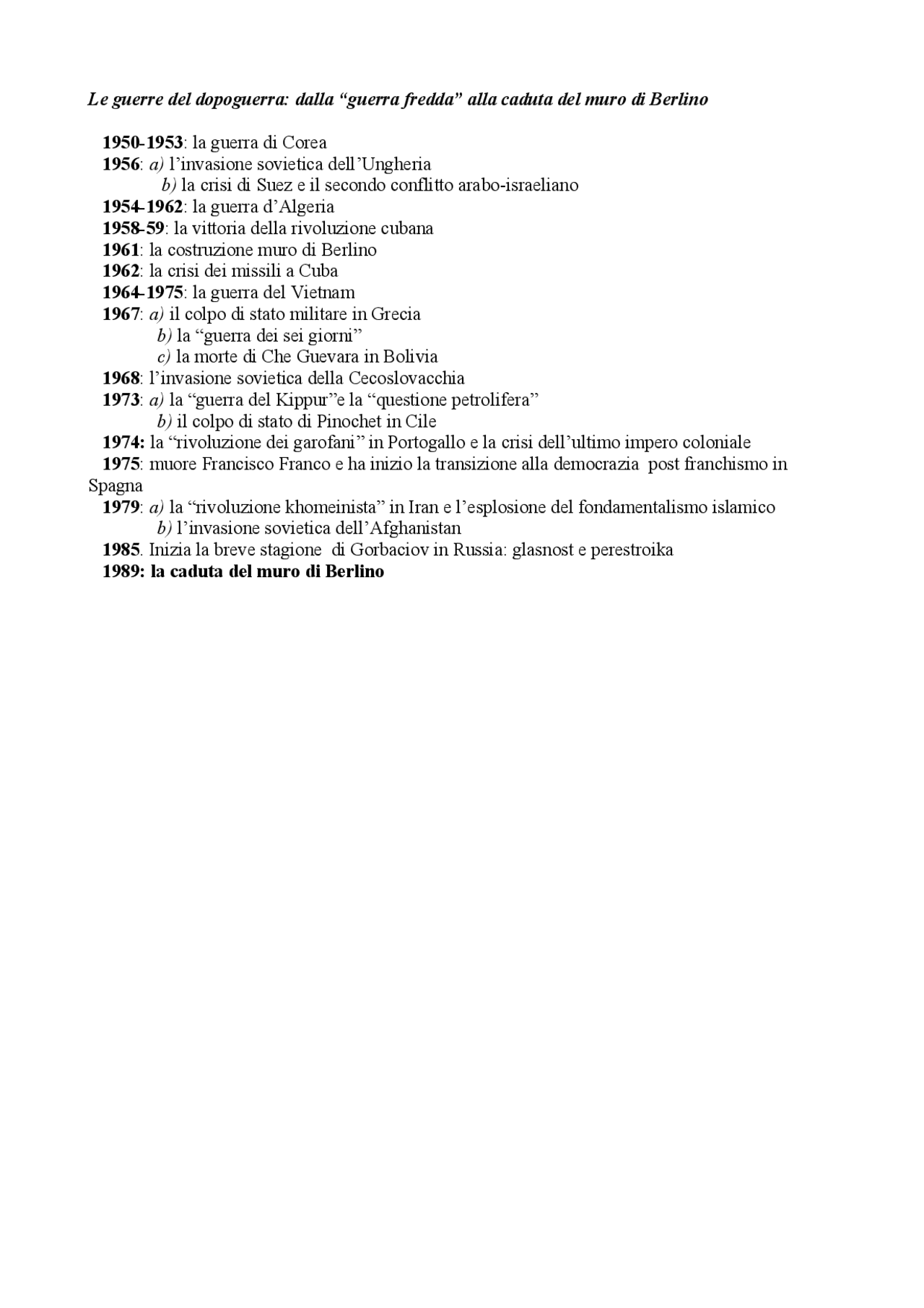 Guerre Dopo Guerra Docsity