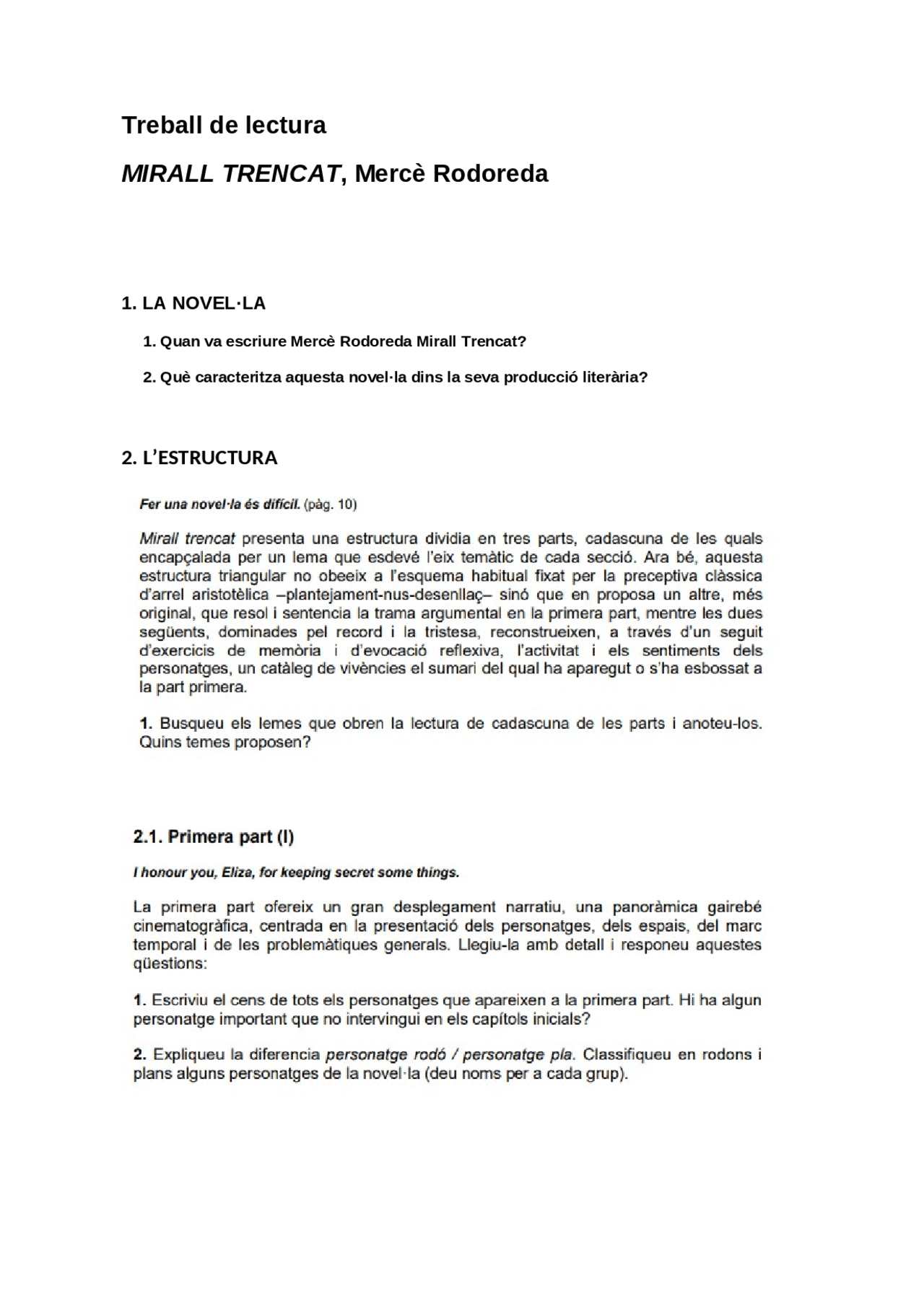 Treball Mirall Trencat Docsity