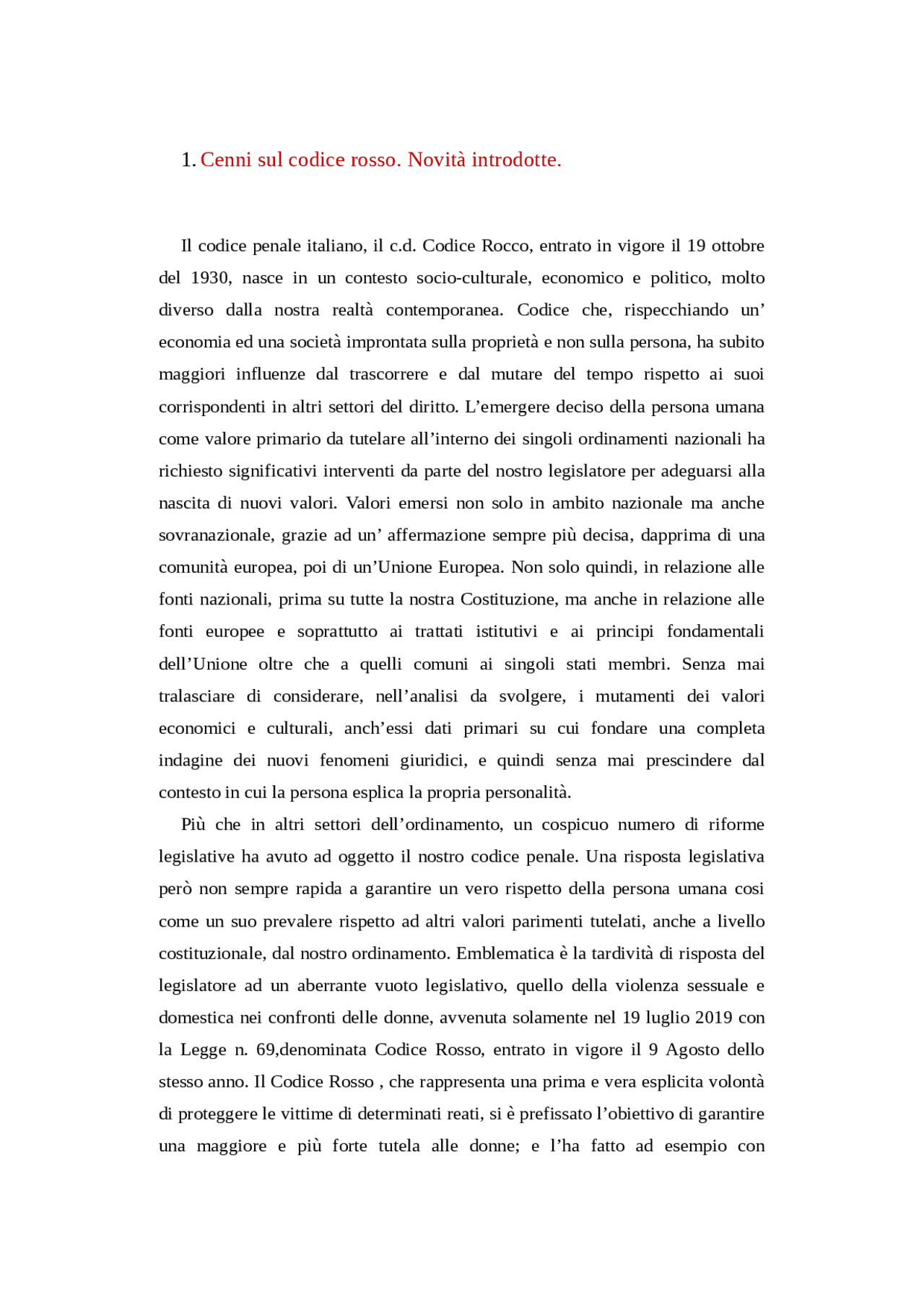 Il codice Rosso, spunti di riflessione | Appunti di Diritto Penale ...