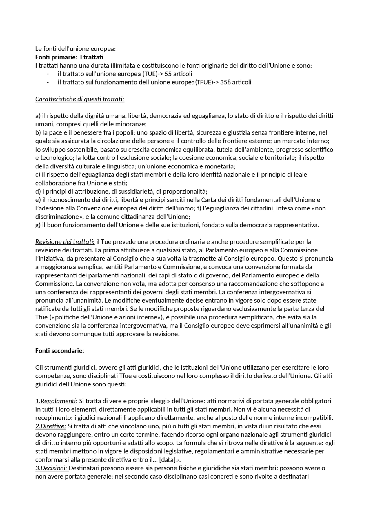 Riassunto Sulle Fonti Del Diritto Per Diritto Pubblico Docsity