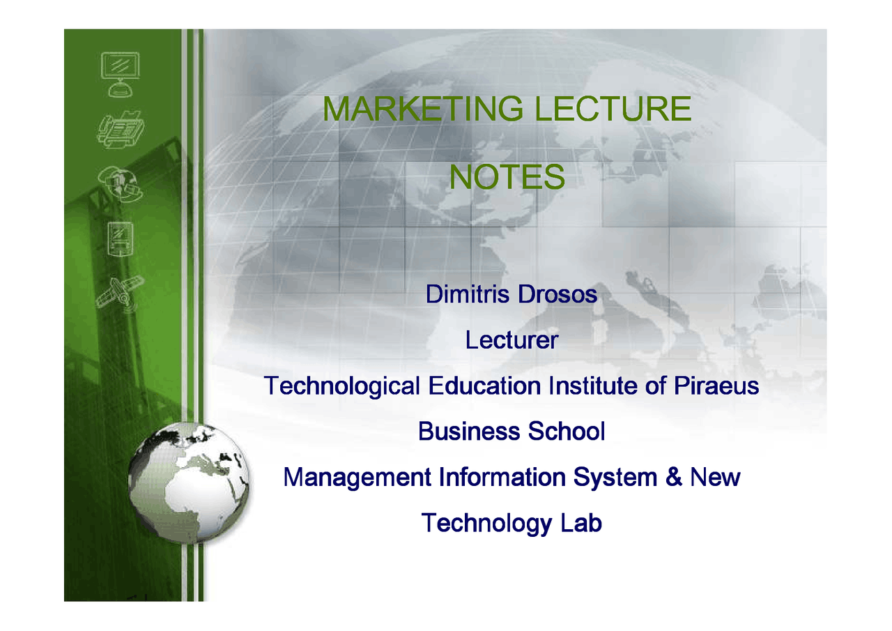 Marketing Lecture Note Docsity