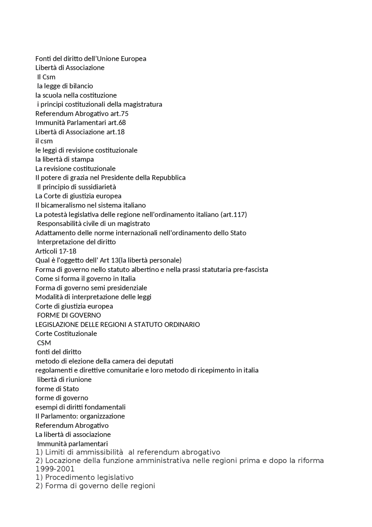 Domande Diritto Pubblico Prof Puccini Docsity